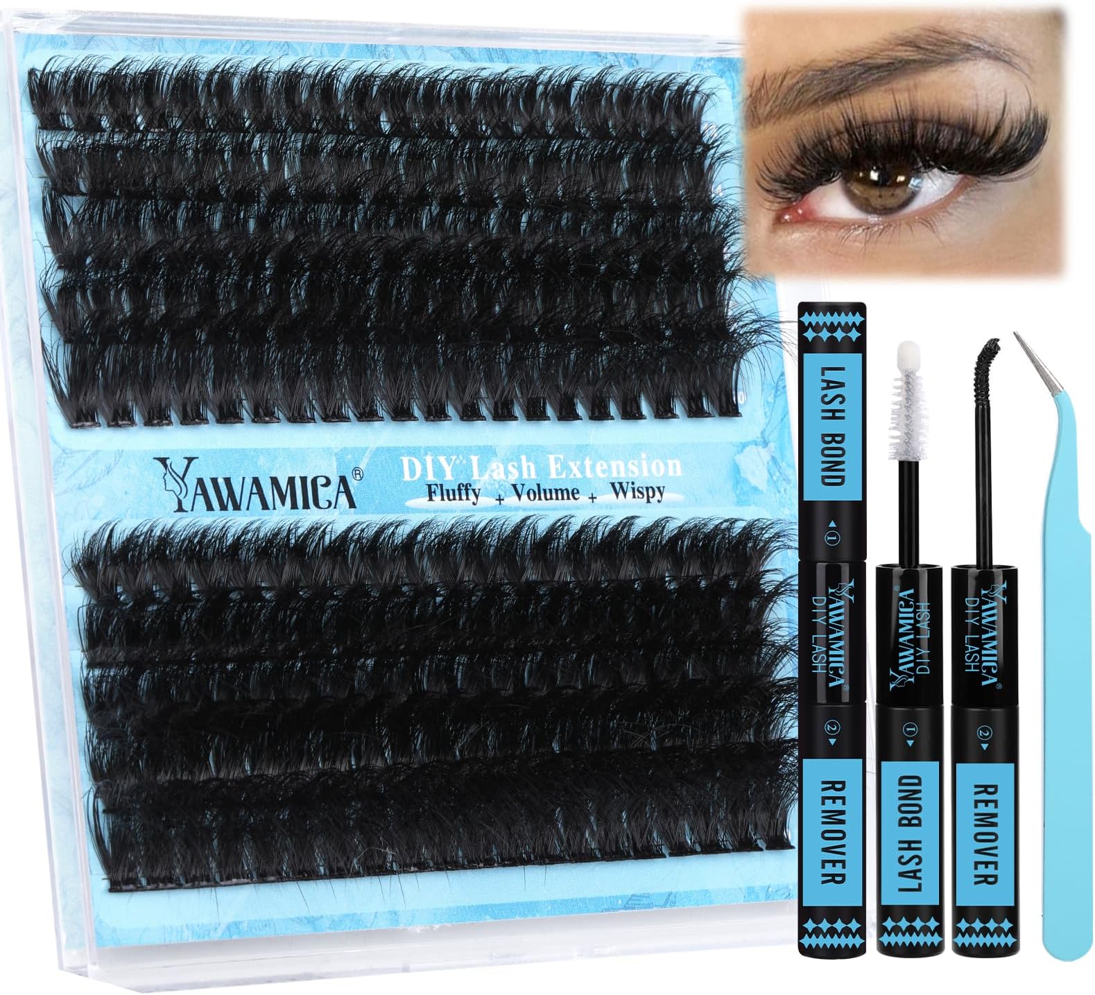 Amazon.com: Yawamica Cluster Eyelash Extensions Fluffy Lash Clusters ...