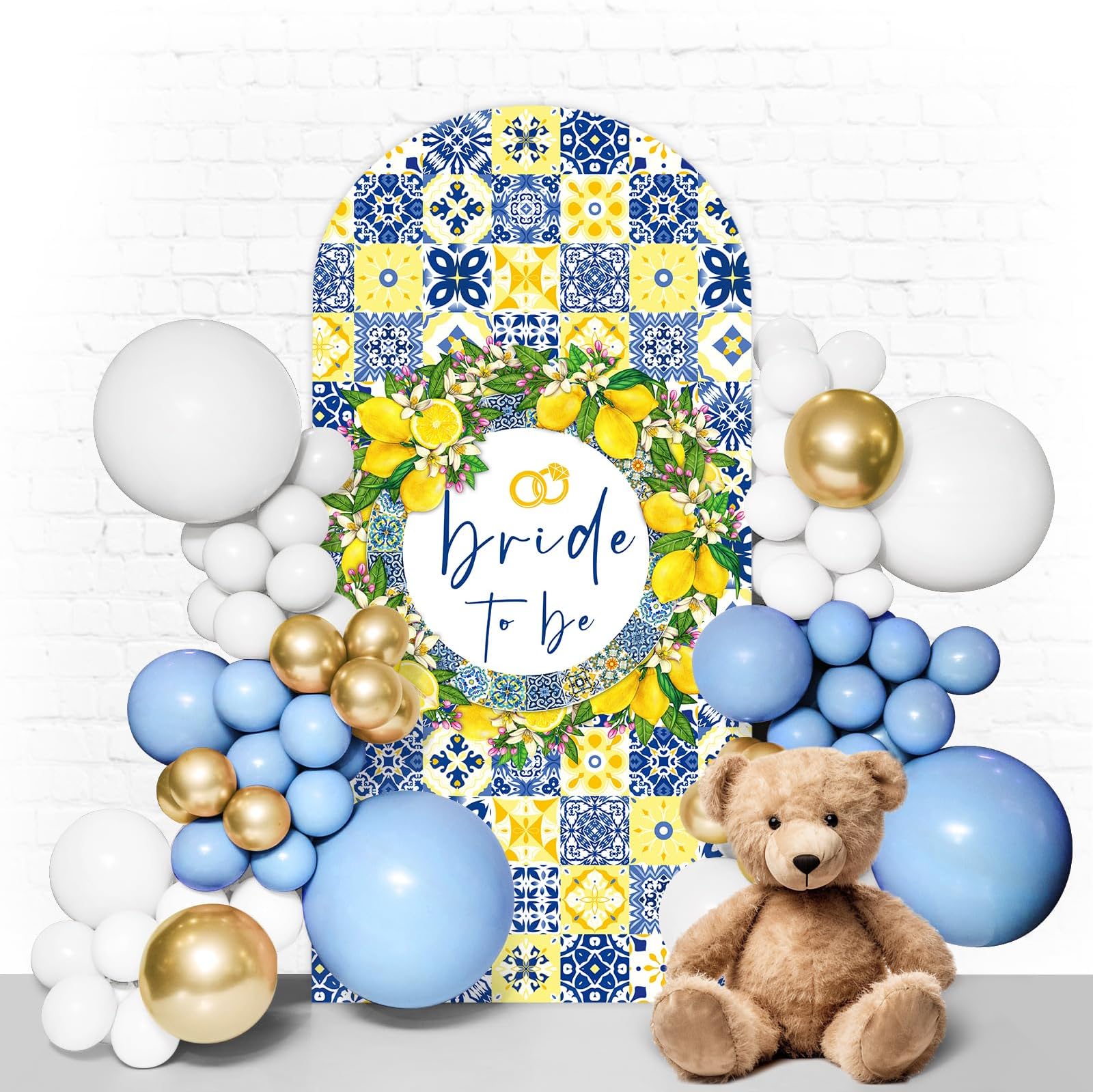 Amazon.com : Mediterranean Lemon Bridal Arch Backdrop Stand Cover 7.2ft ...