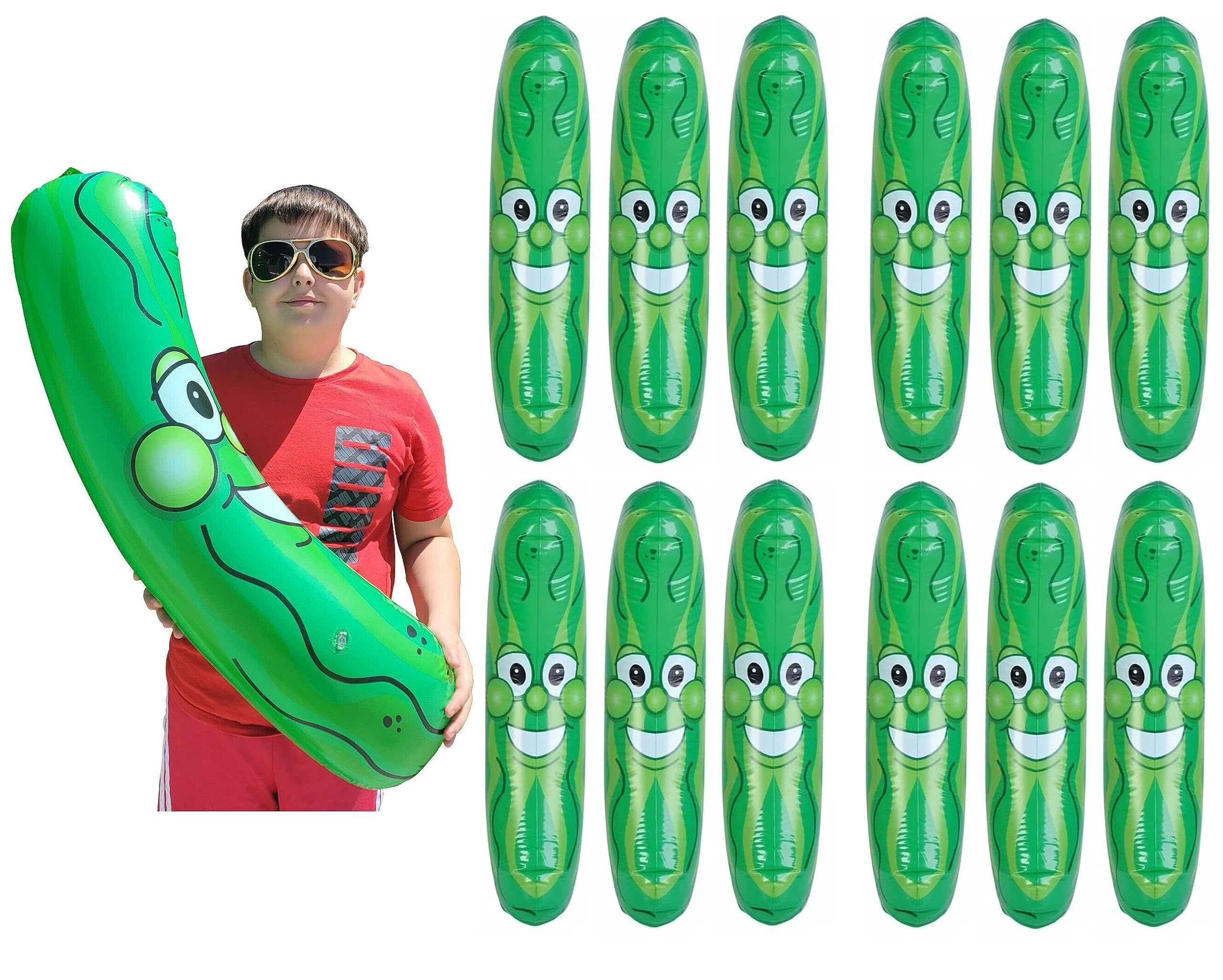 Amazon.com: Giant Jumbo 36" Green Inflatable Smiling Pickle Head (3 ...
