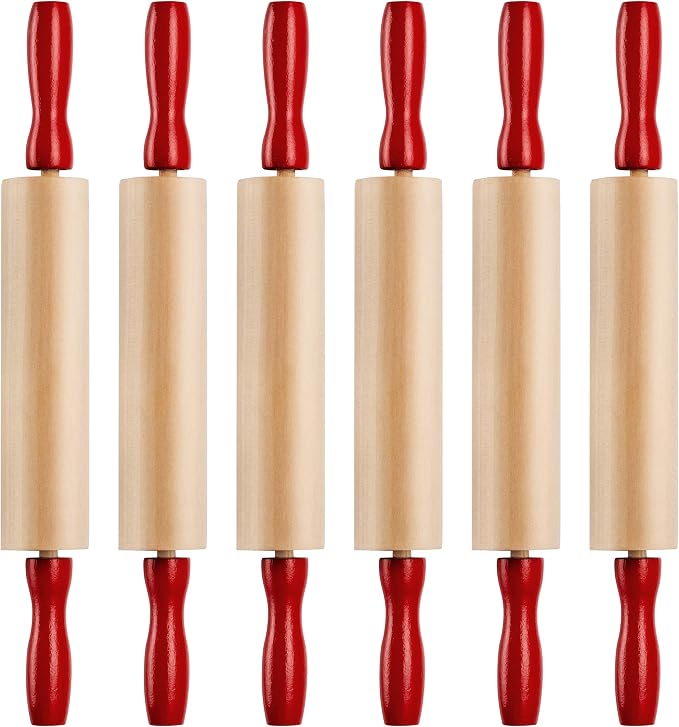Mini Rolling Pin 7.5 Inch (6 Pack) Kids Rolling Pin Set for Play Dough ...
