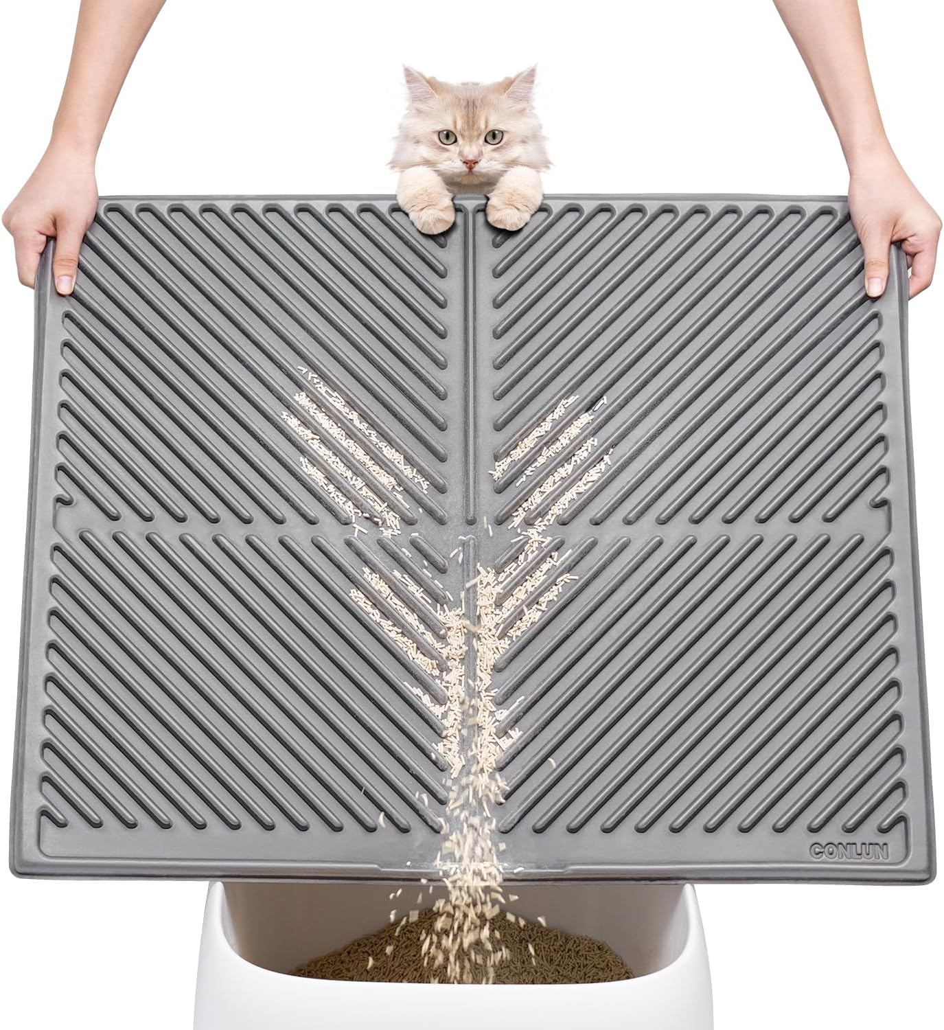 Amazon.com: Conlun Cat Litter Mat,Arched Crossbar Design Kitty Litter ...
