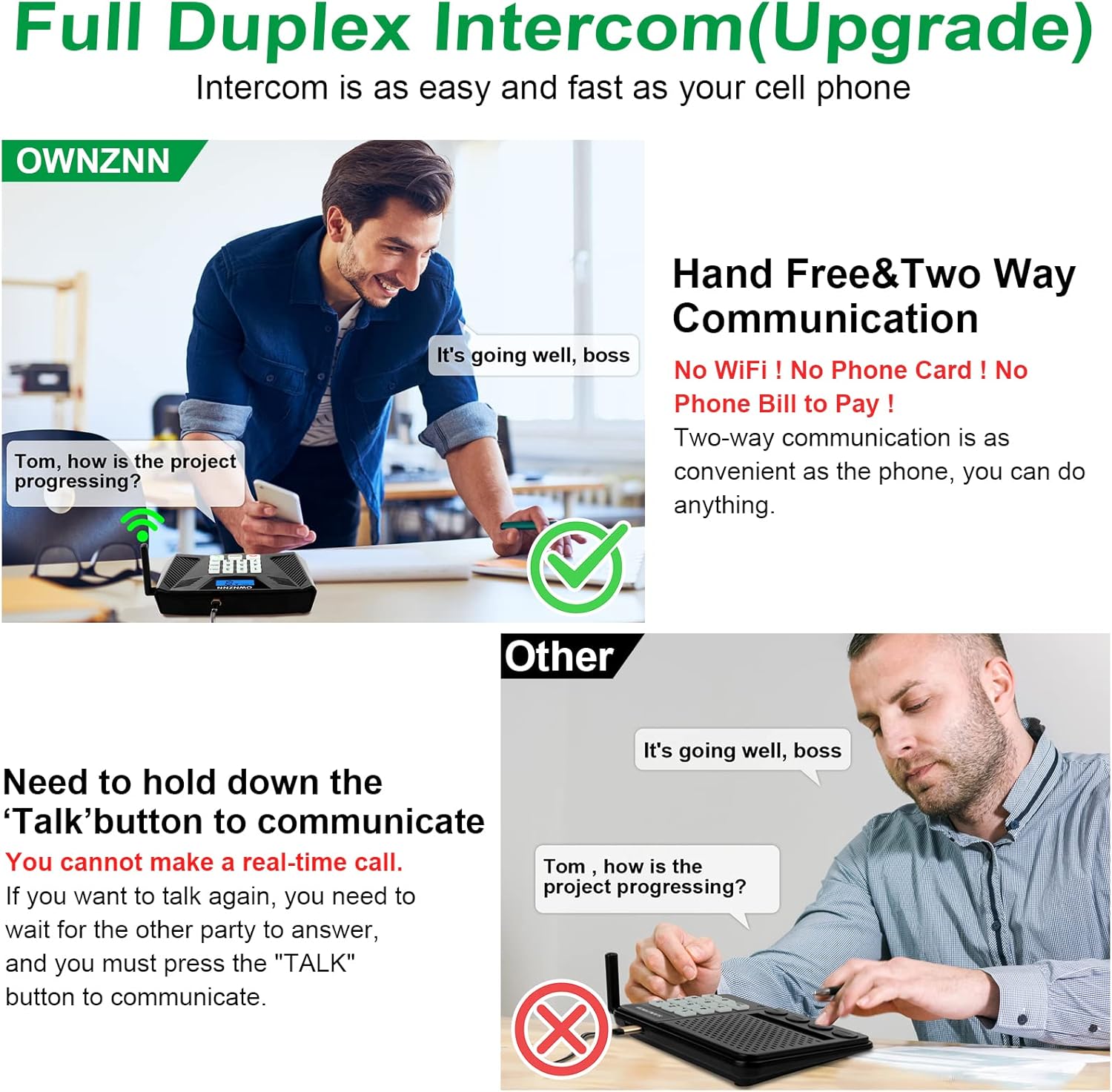 Intercomunicadores inalámbricos para el hogar manos libres, sistema de ...