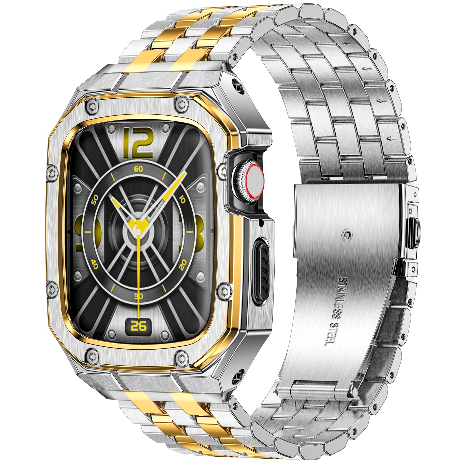 Amazon.com: MioHHR Stainless Steel Watch Case with Bands Compatible ...