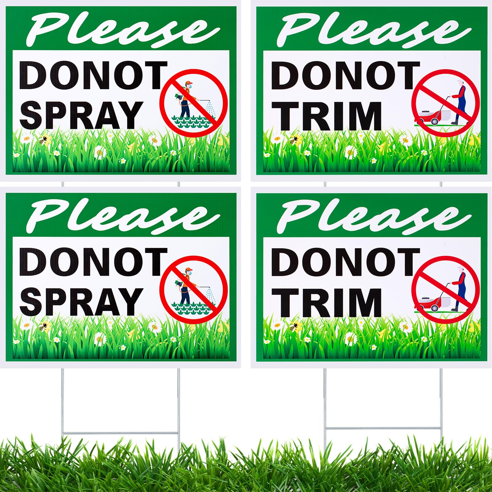 Amazon.com : Soaoo 4 Pcs Do Not Spray and Do Not Trim Yard Sign 12'' x ...