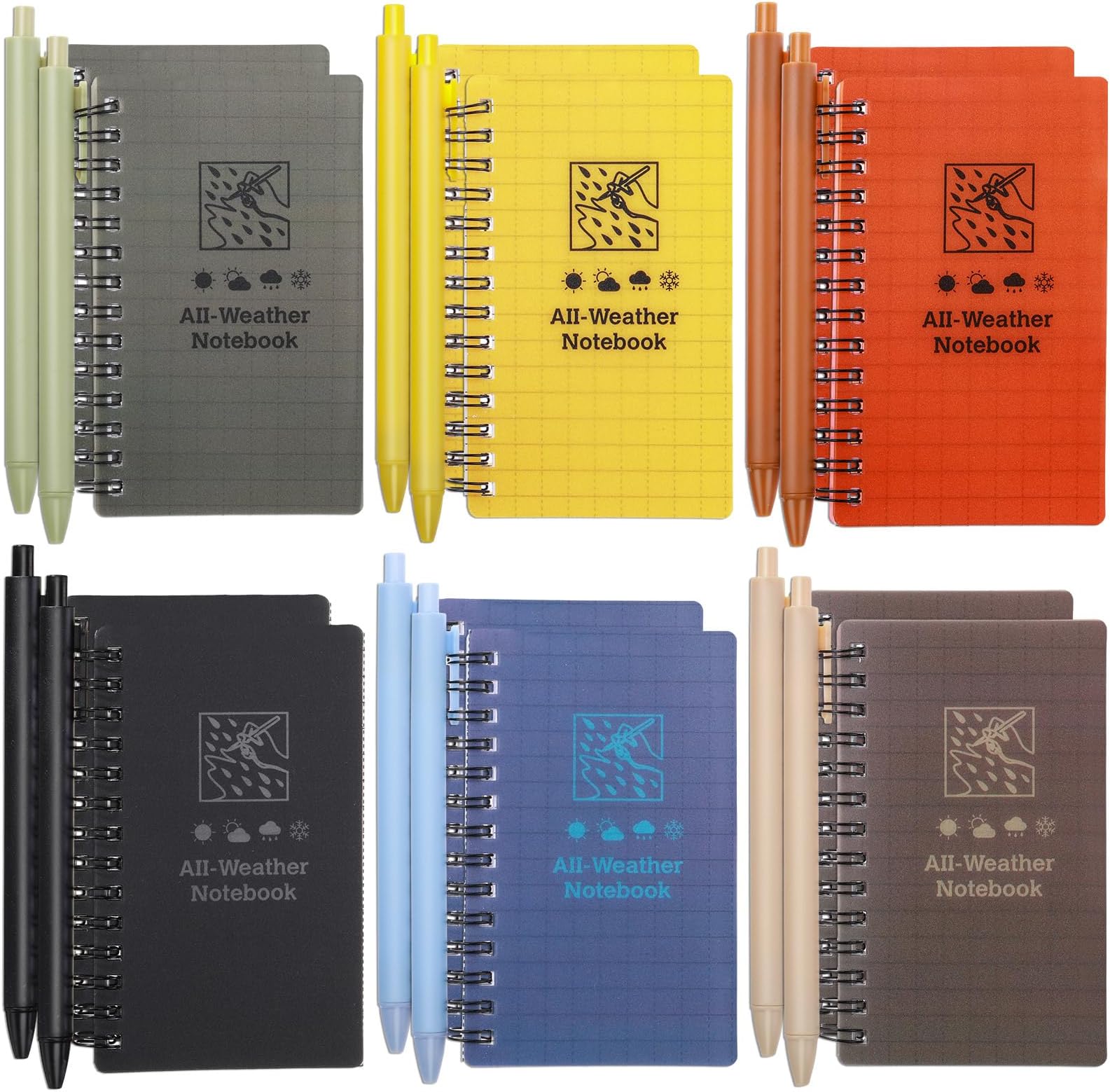 Amazon.com : PerKoop 24 Pcs Waterproof Notebook and Ballpoint Pen All ...