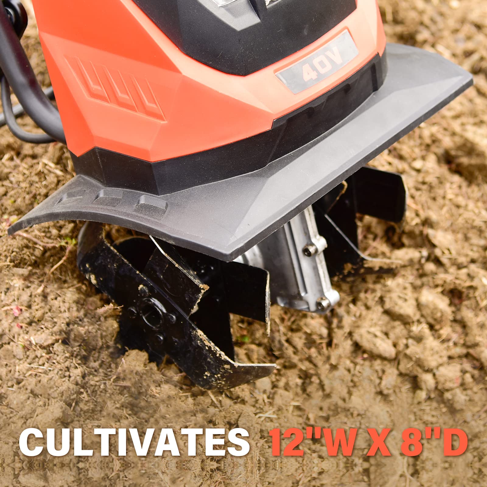 MAXLANDER Cordless Tiller Cultivator, 40V 12-Inch Brushless Electric ...