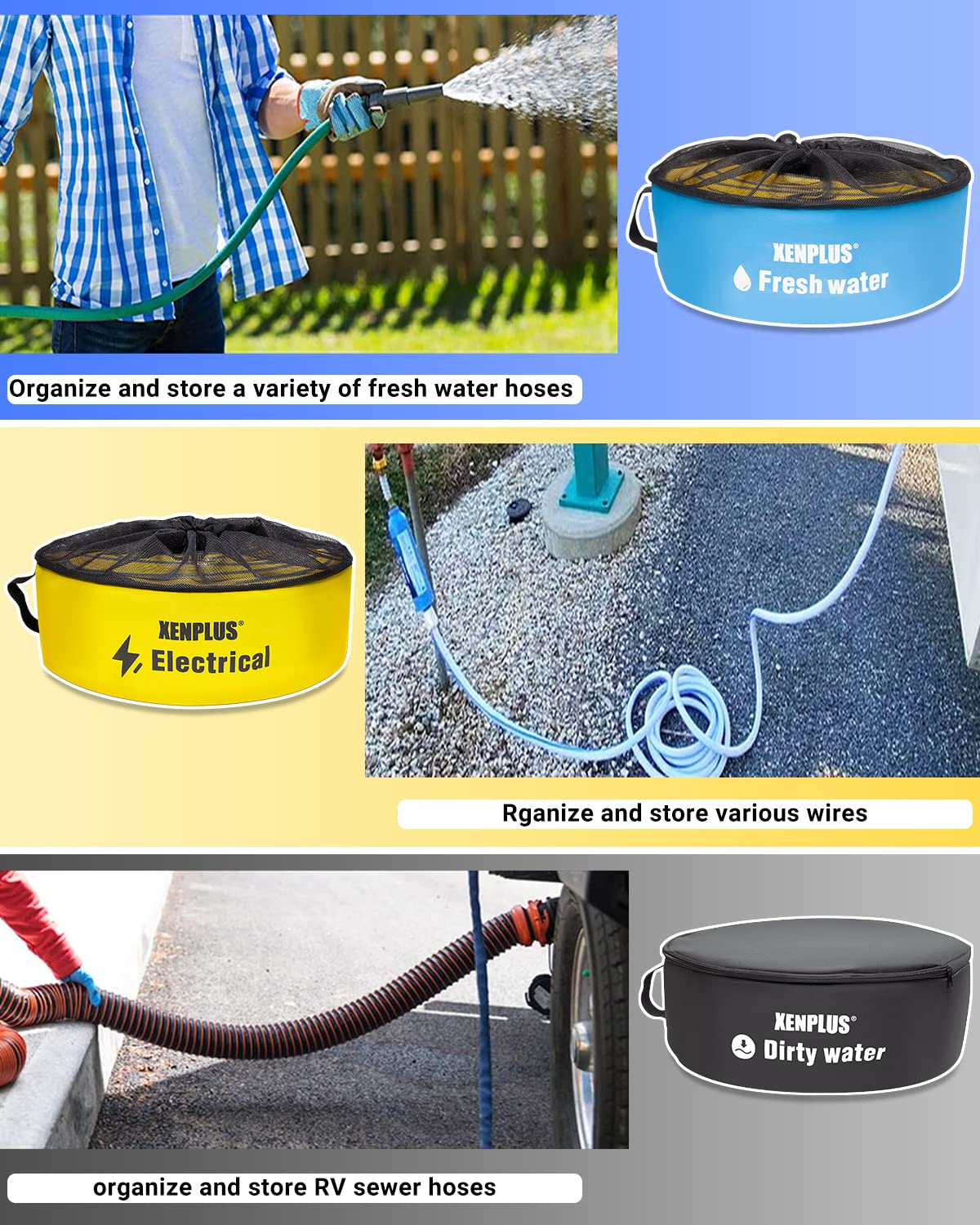Snapklik.com : XENPLUS Waterproof RV Hose Bag Storage, RV Wire Bag ...