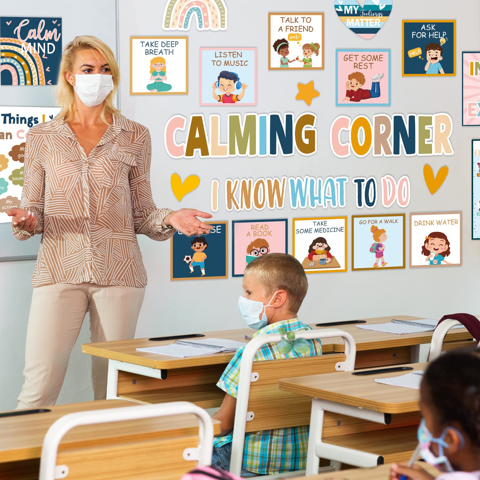 Snapklik.com : Blue Boho Calming Corner Classroom Bulletin Board Set ...