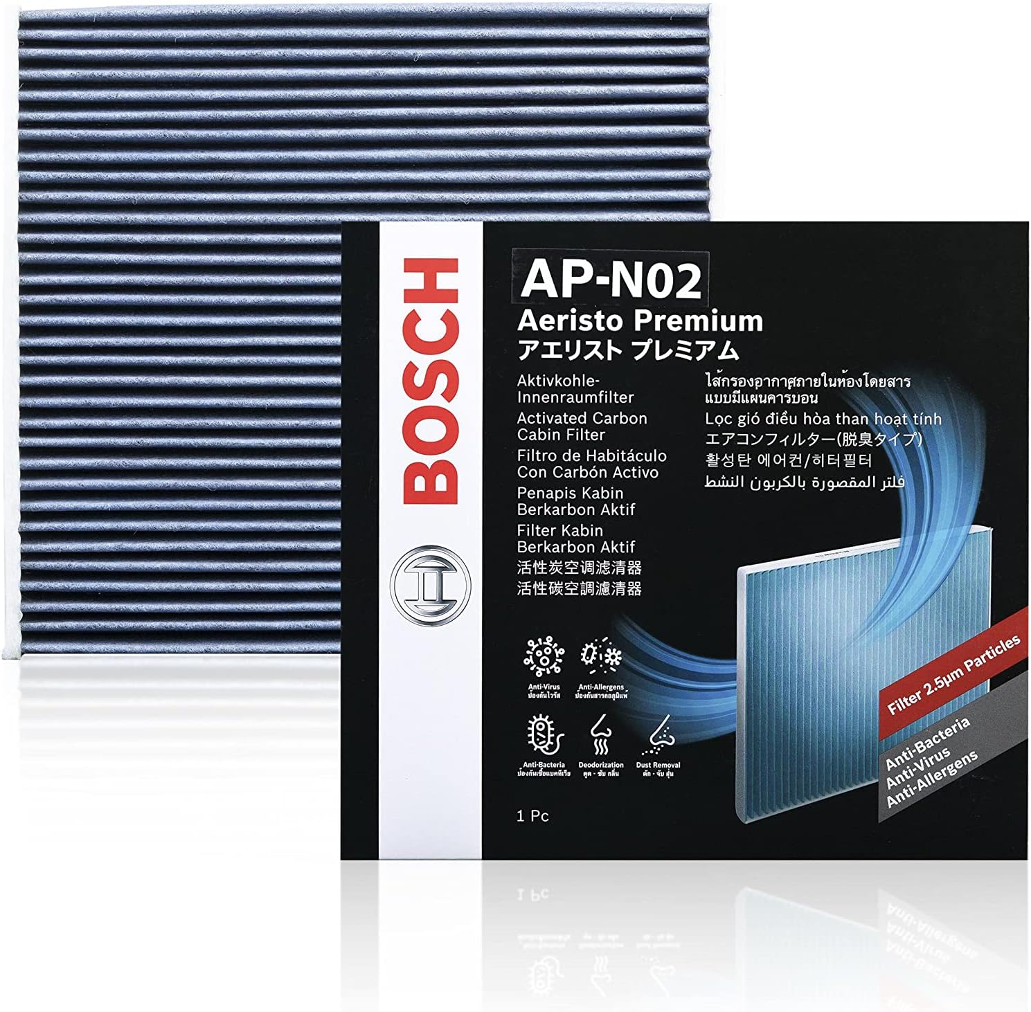 BOSCH AP-N02 Aeristo Premium Cabin Air Filter Fits NISSAN X-Trail (2002-2007), Navara (2015-2020 ...