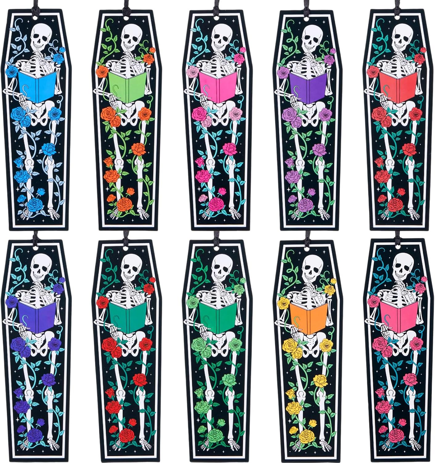 Amazon.com : TaoBary 100 Pcs Halloween Bookmarks Bulk Gothic Skeleton ...