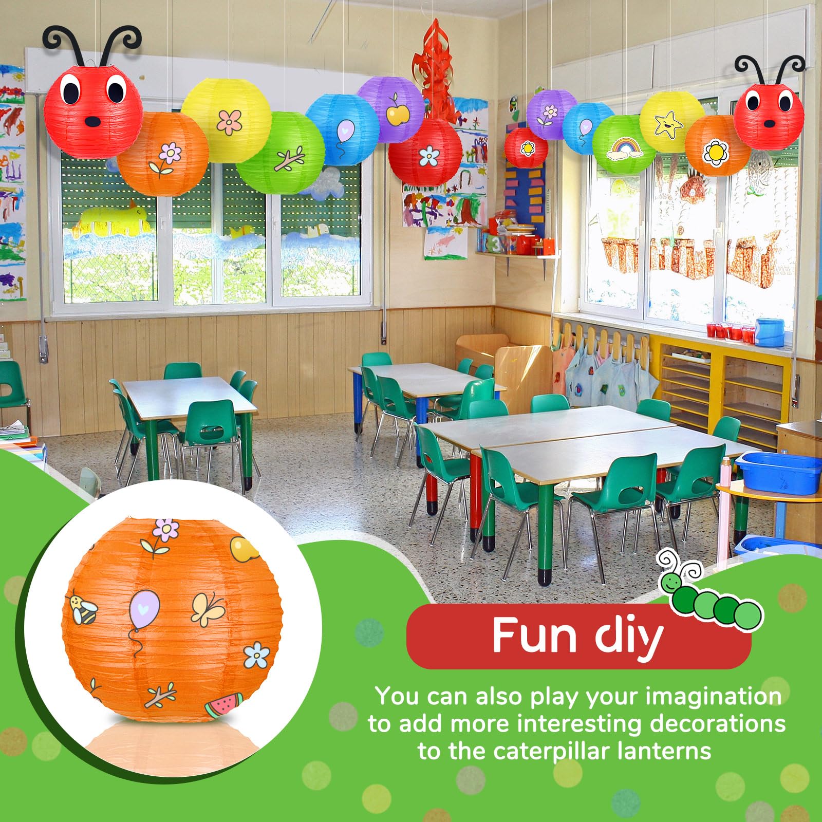 Snapklik.com : Hortsun 14 Pcs Hungry Caterpillar Paper Lanterns 12 Inch ...