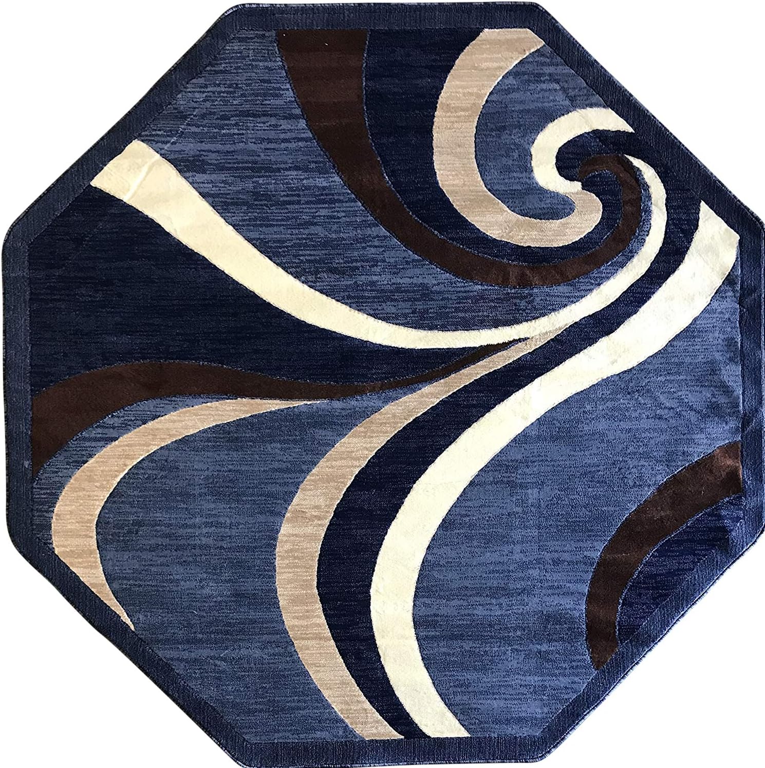 Amazon.com: Modern Octagon Contemporary Area Rug Blue Americana Design ...