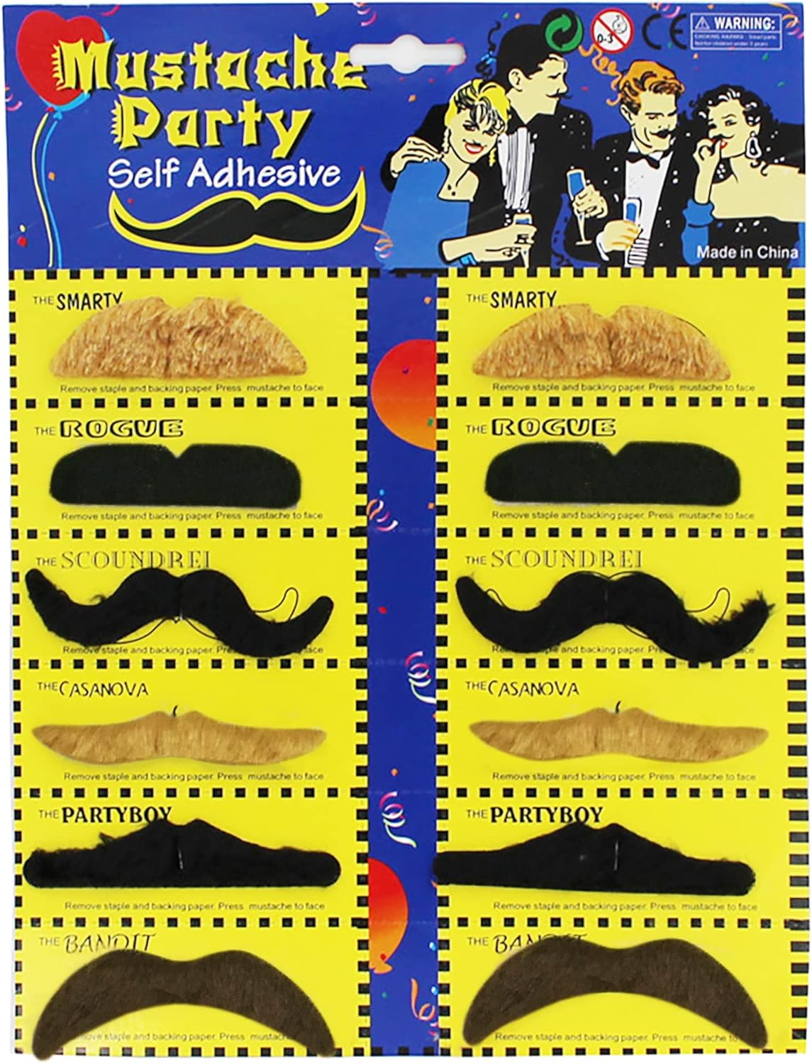 IRYNA Fake Moustache 12 Pack Black False Moustache Moustache Fancy ...