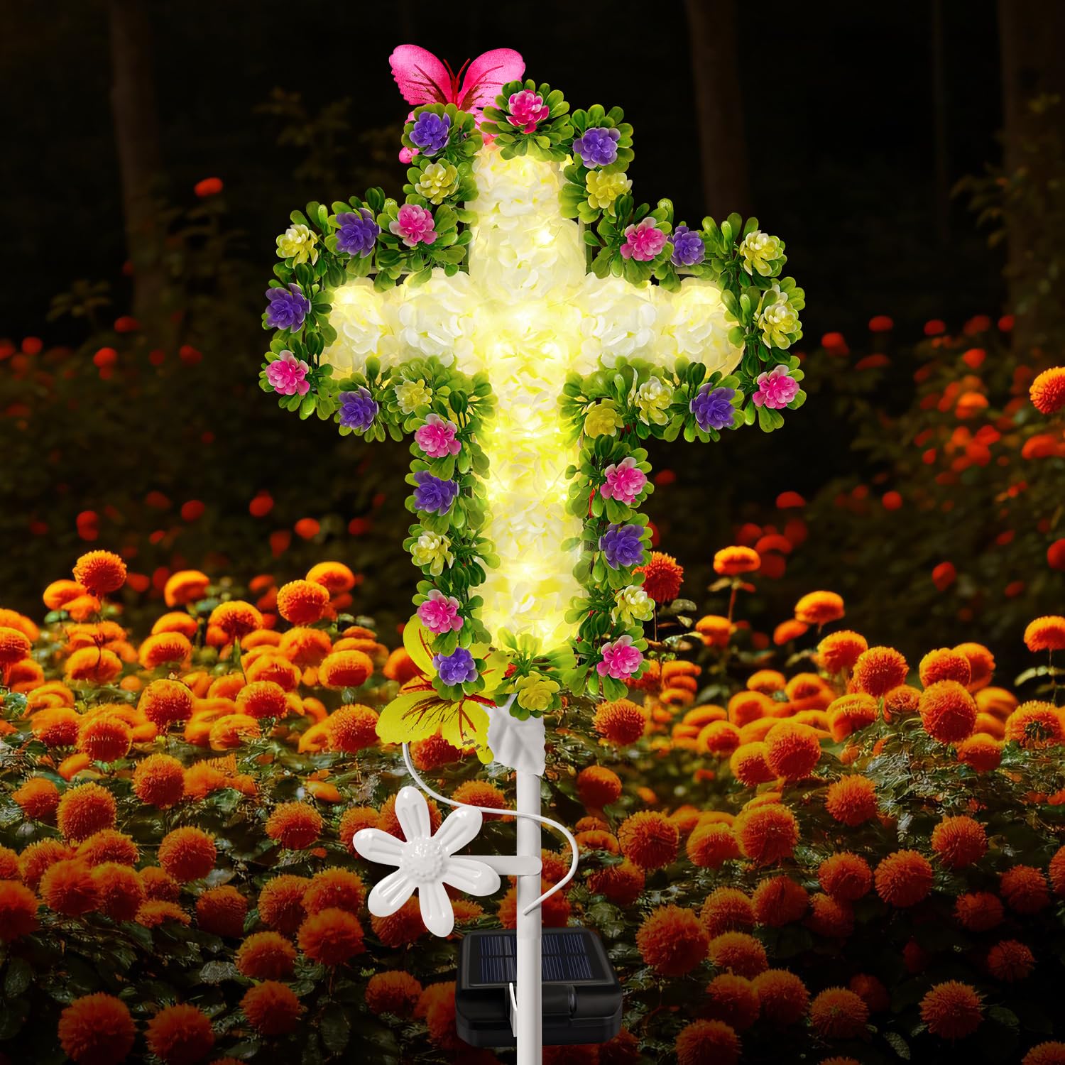 Amazon.com : TEDOF Solar Flowers Cross Garden Stake Lights,Solar ...