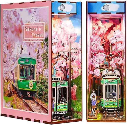 Amazon.com: Tonecheer Sakura's Travel DIY Wooden Bookend, Creative ...