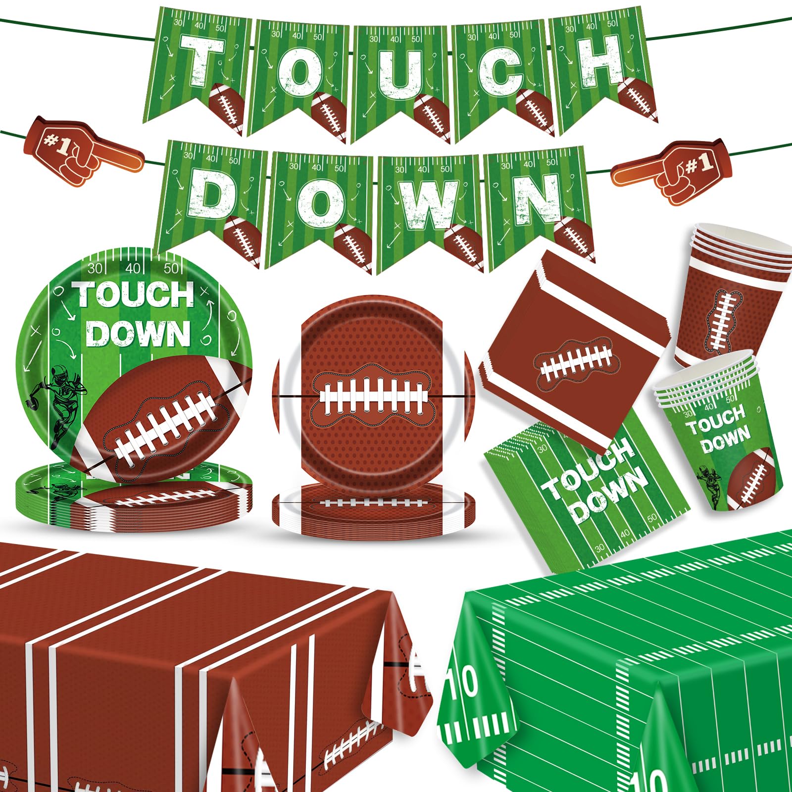 Amazon.com: BACOKEY Football Party Supplies Kit Includes Dinner Plates ...