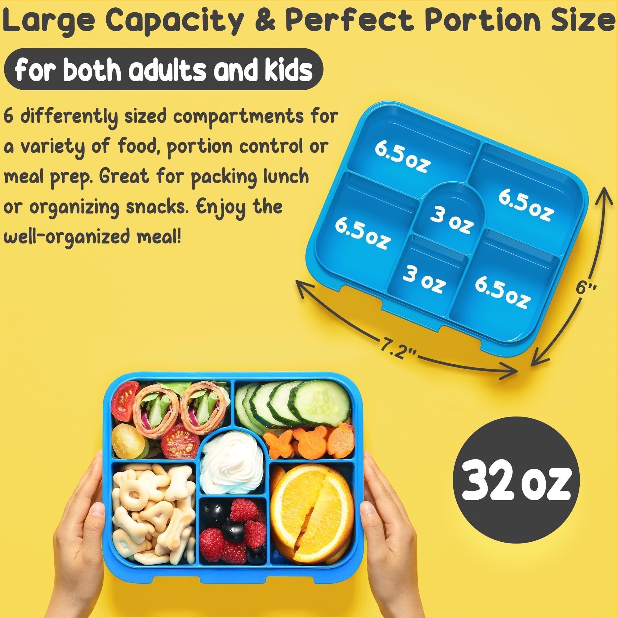 Snapklik.com : Snack Box For Kids & Toddlers, 6-Compartment Snack ...