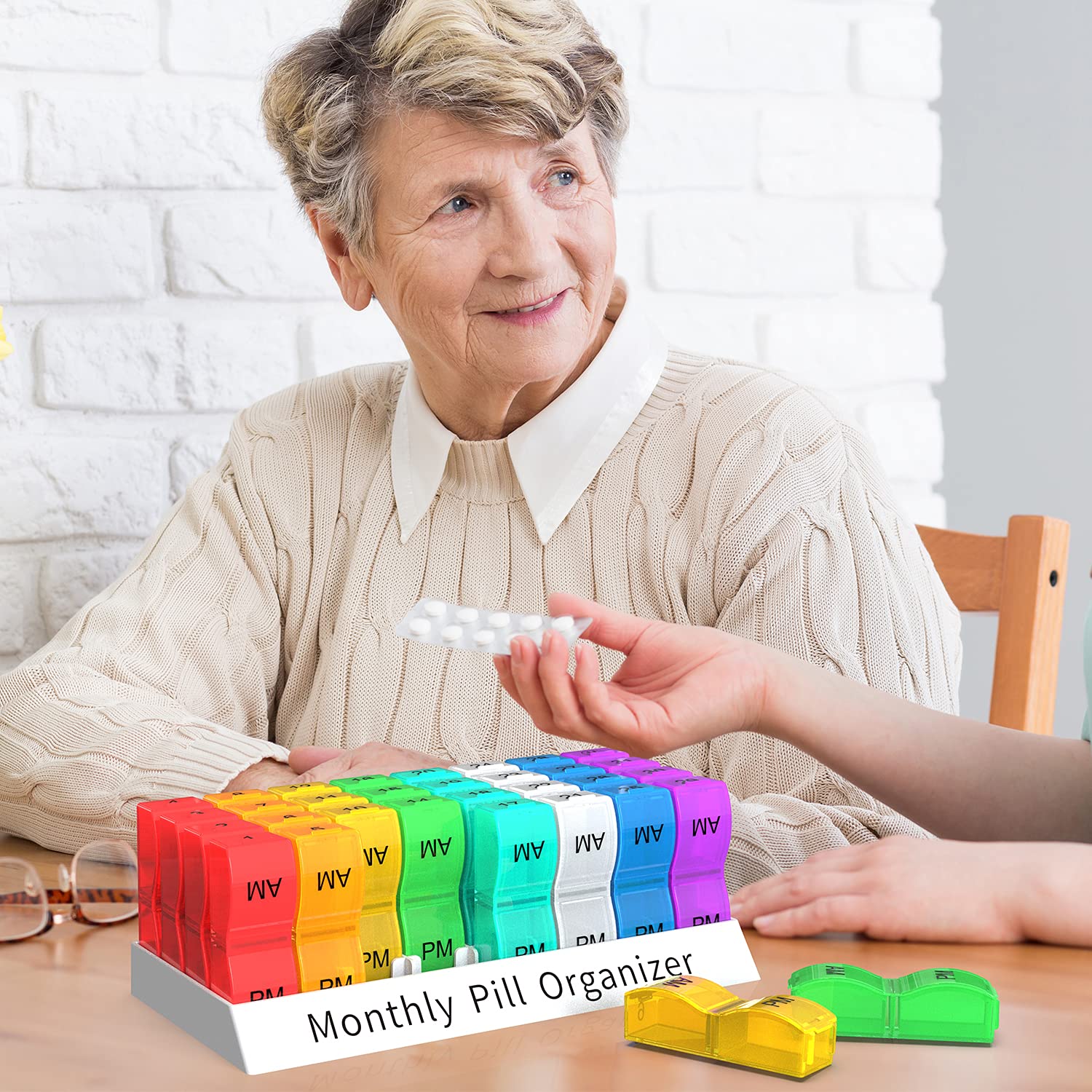 Snapklik.com : Monthly Pill Organizer 2 Times A Day, One Month Pill Box ...
