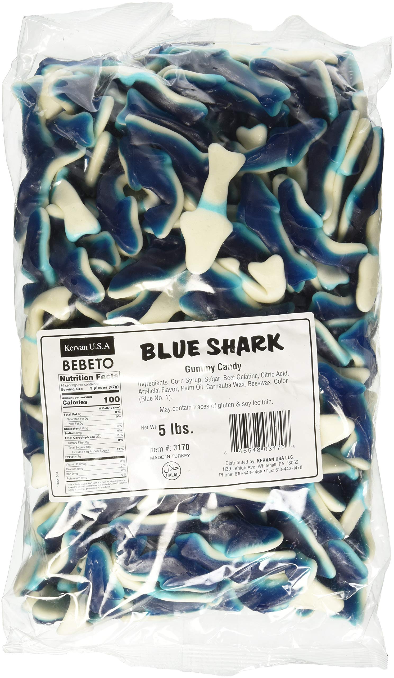 Amazon.com: Kervan Candy Bebeto Blue Shark Gummies - Fruity, Soft ...