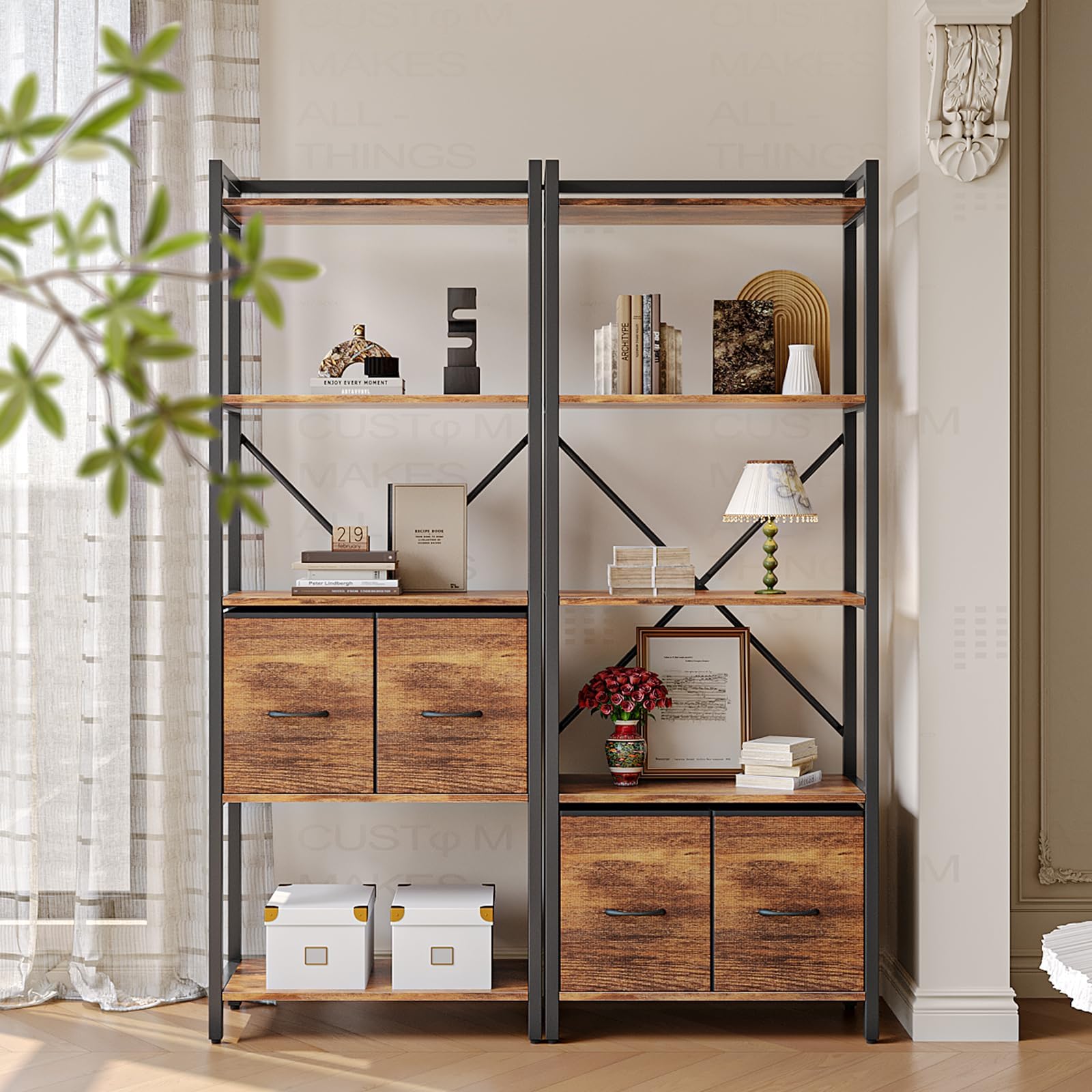 FABATO Librero Organizador Tipo Escalera -3 Niveles con 2 cajones de ...