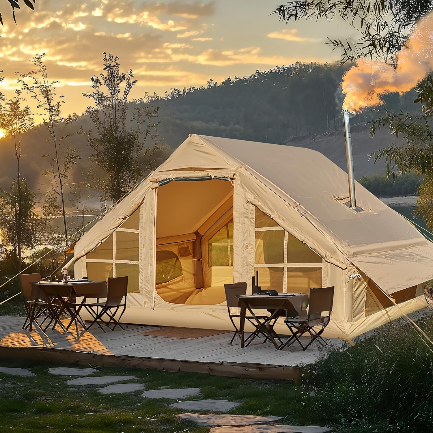 Amazon.com : Inflatable Camping Tent-67.8 SqFt Large Inflatable Tents 4 ...