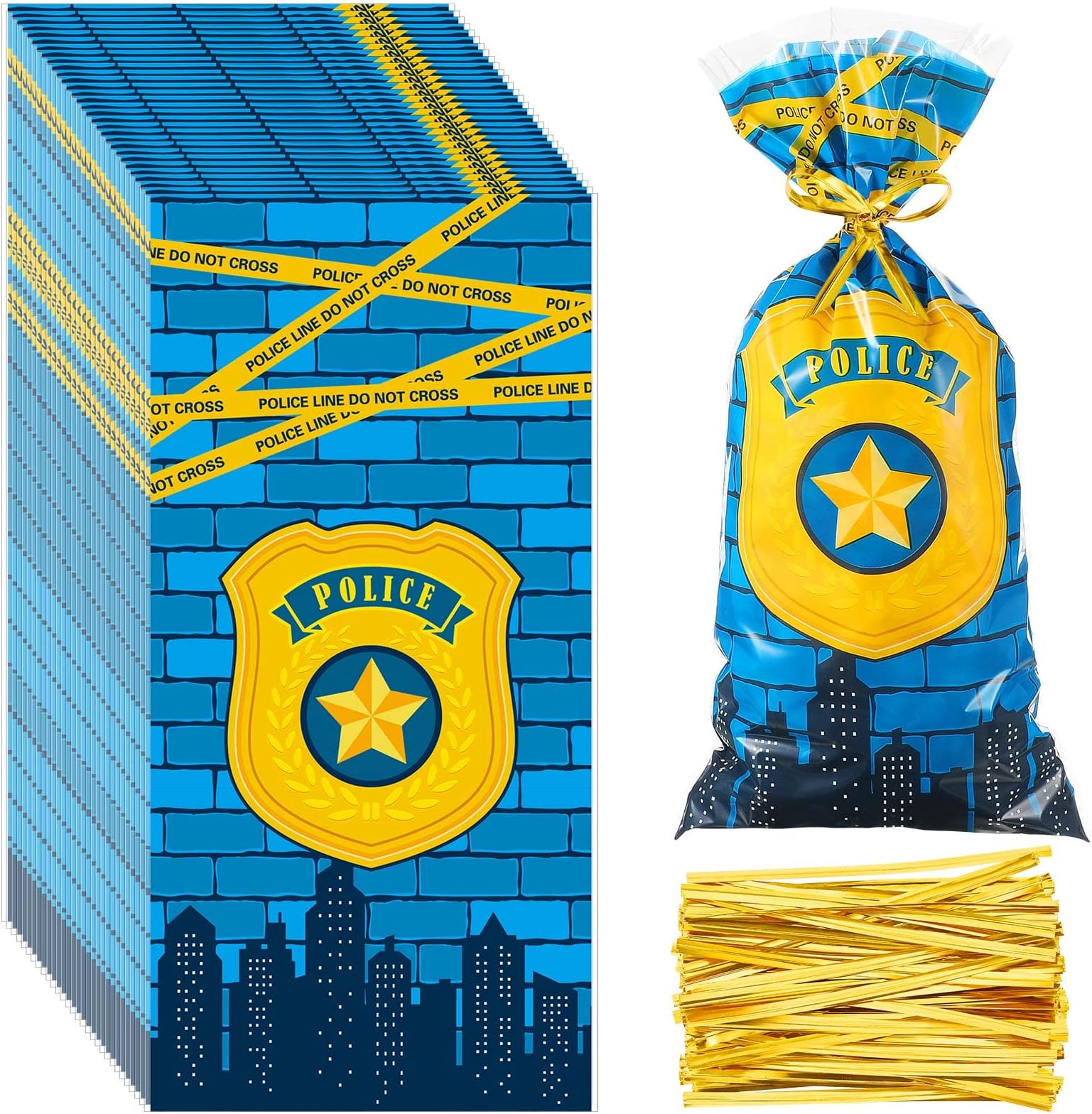 Amazon.com: Epakh 100 Pcs Police Party Cellophane Bags Police Party ...