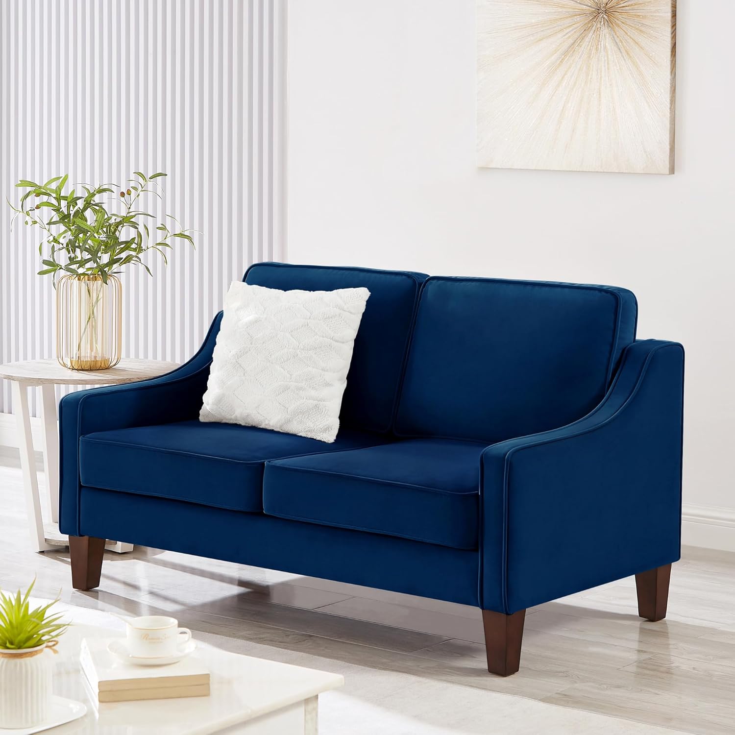 Amazon.com: Miscoos Modern Velvet Loveseat Couch-Small Couch Chair with ...