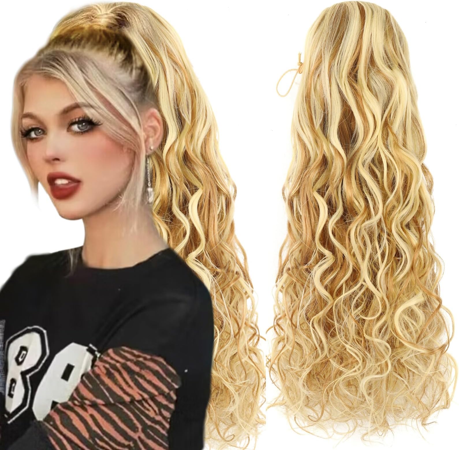 Amazon.com : YIBANG Loose Curly Drawstring Ponytail Extensions - human ...