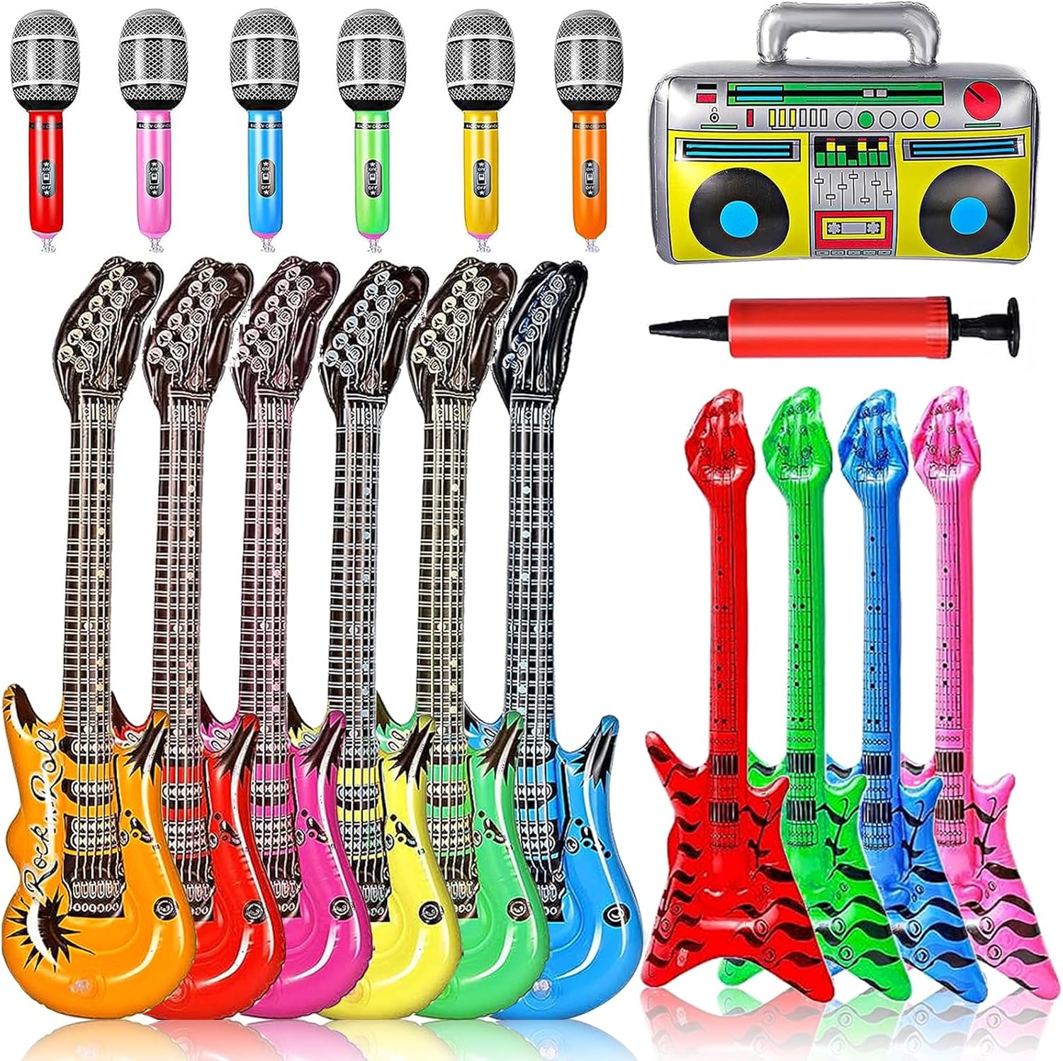 Amazon.com: 18 Pieces Inflatable Rock Star Instruments Set,Blow Up ...