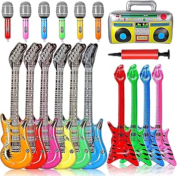 Amazon.com: 18 Pieces Inflatable Rock Star Instruments Set,Blow Up ...