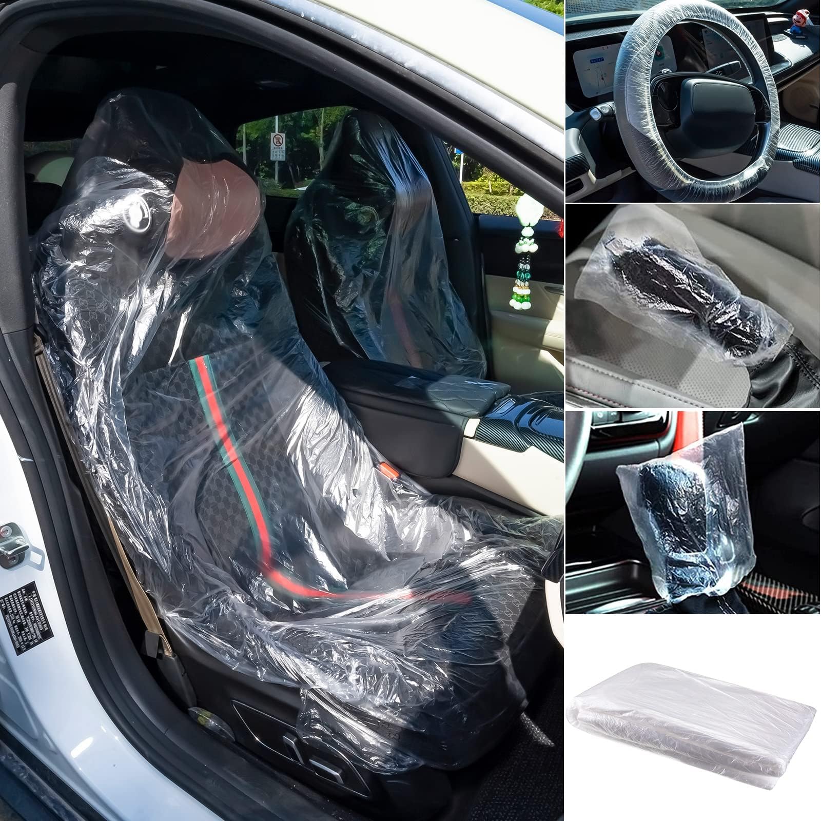 Amazon.com: Tinlade 400 Pcs Disposable Car Seat Covers Steering Wheel ...