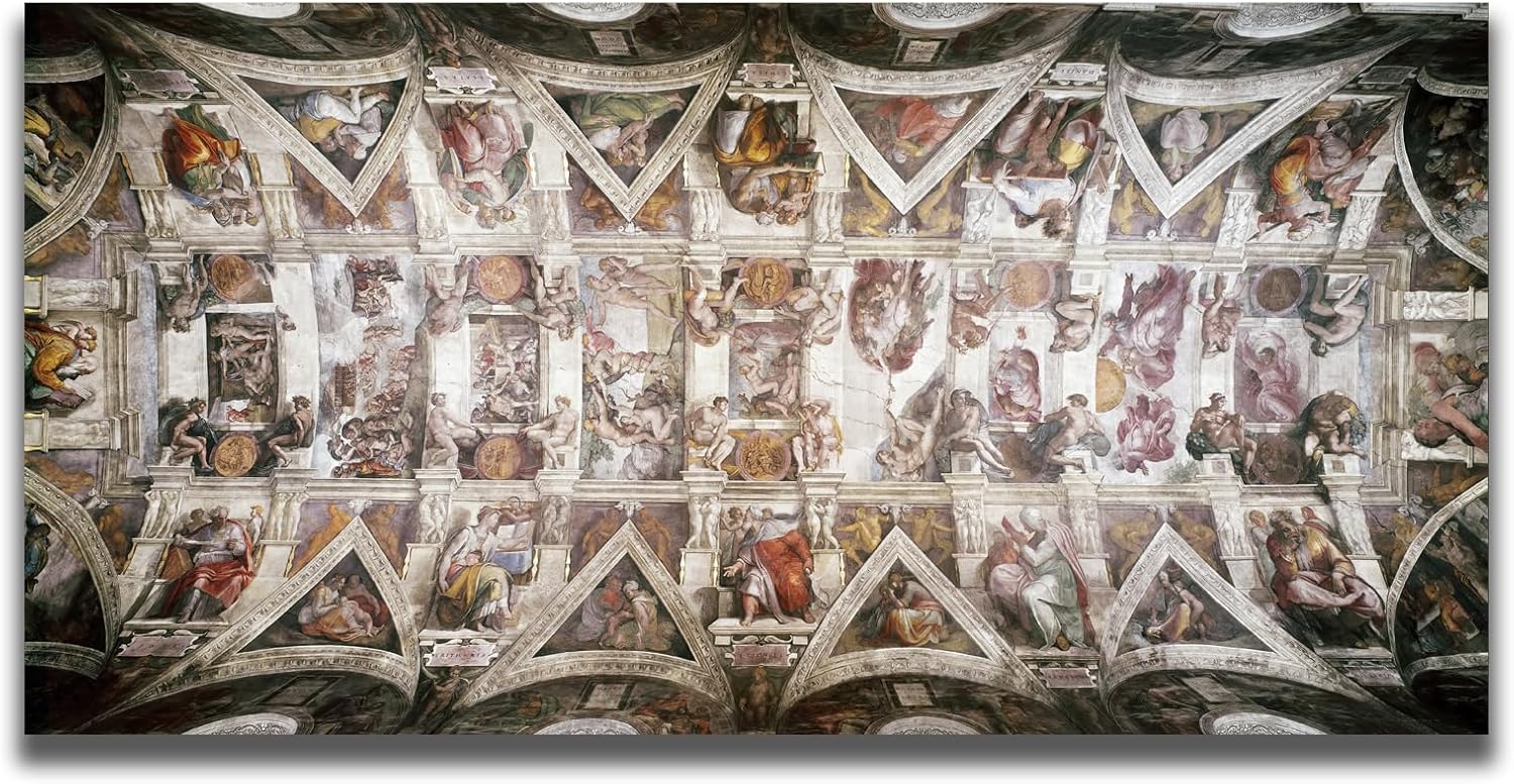 Yomcut Michelangelo Canvas Wall Art Sistine Chapel Ceiling Poster ...
