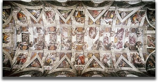 Amazon.com: Yomcut Michelangelo Canvas Wall Art Sistine Chapel Ceiling ...