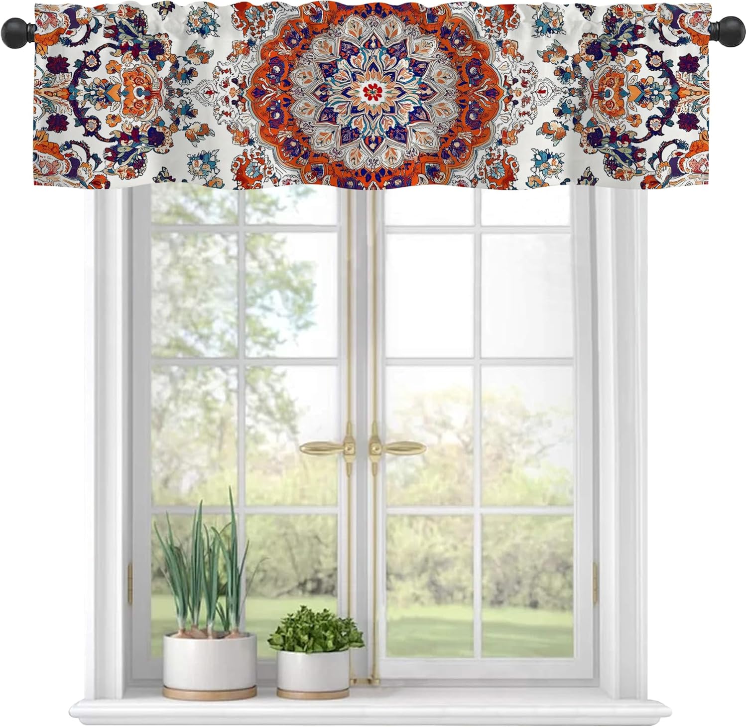 Amazon.com: Eflxamz Valances for Windows,Boho Style Ethnic Texture Semi ...