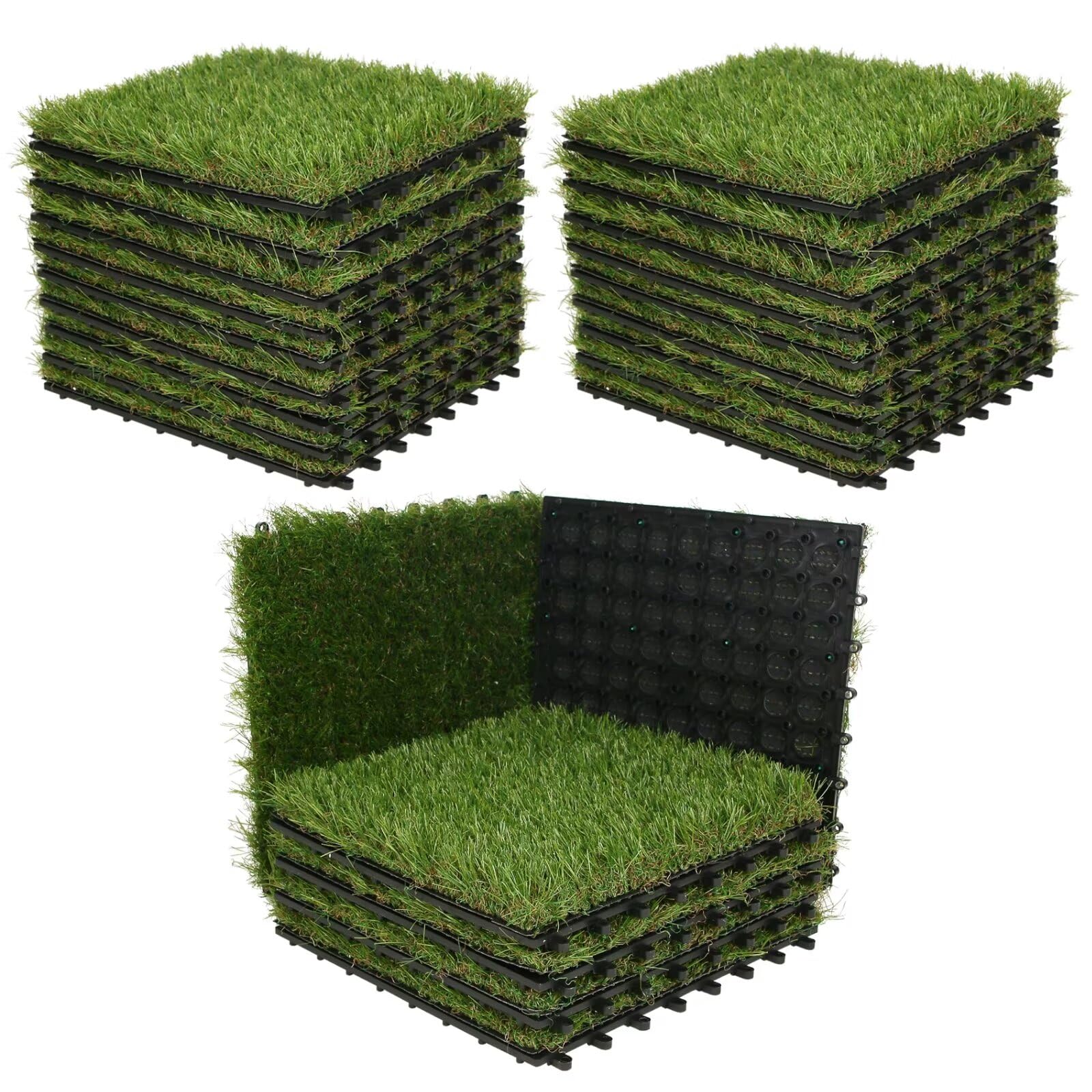 Amazon.com: XLX TURF Artificial Grass Turf Tiles Interlocking Set 27 ...