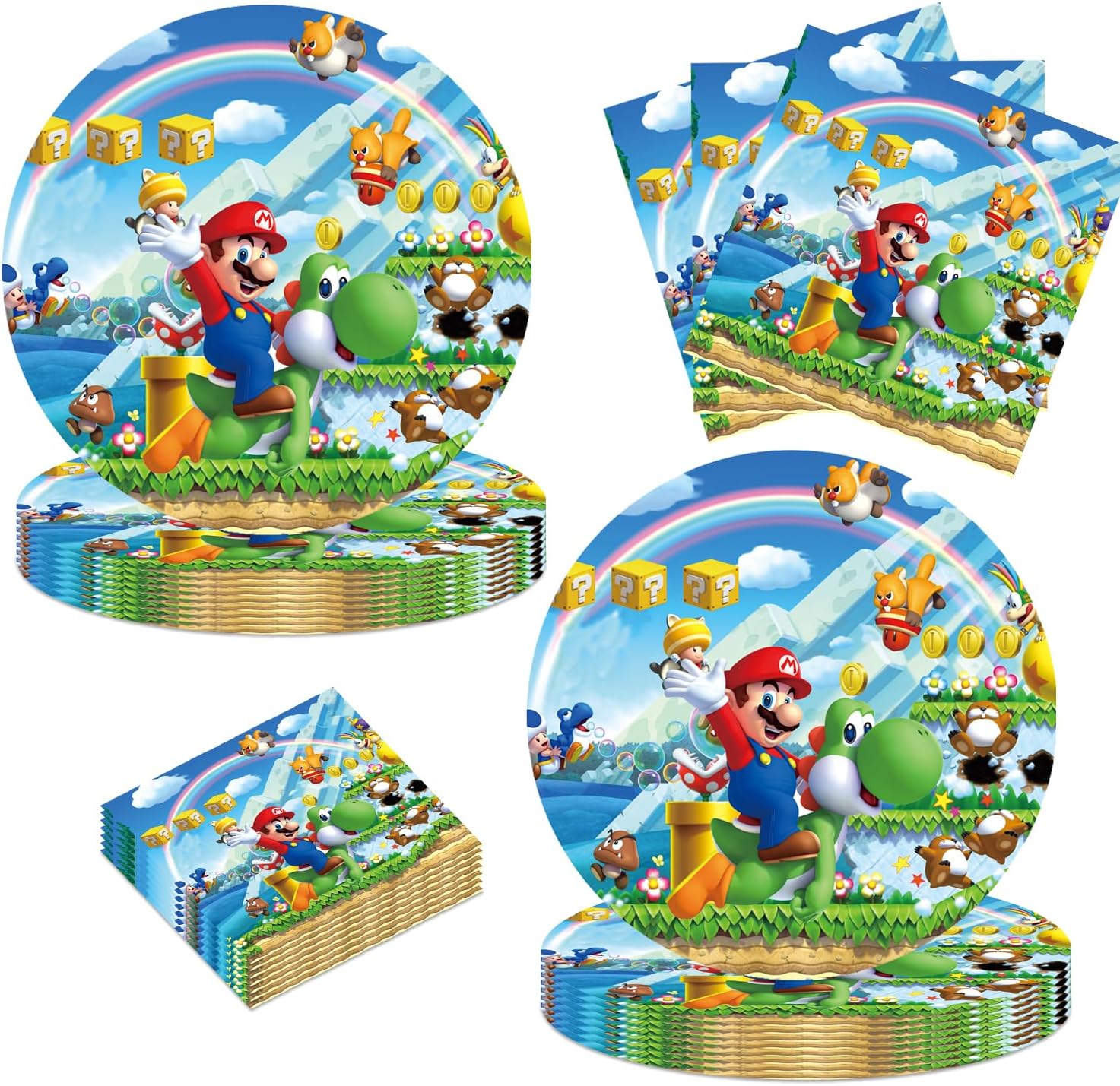 Amazon.com: GYSIXGAOSU 40pcs Mario Party Supplies include 20 plates, 20 ...