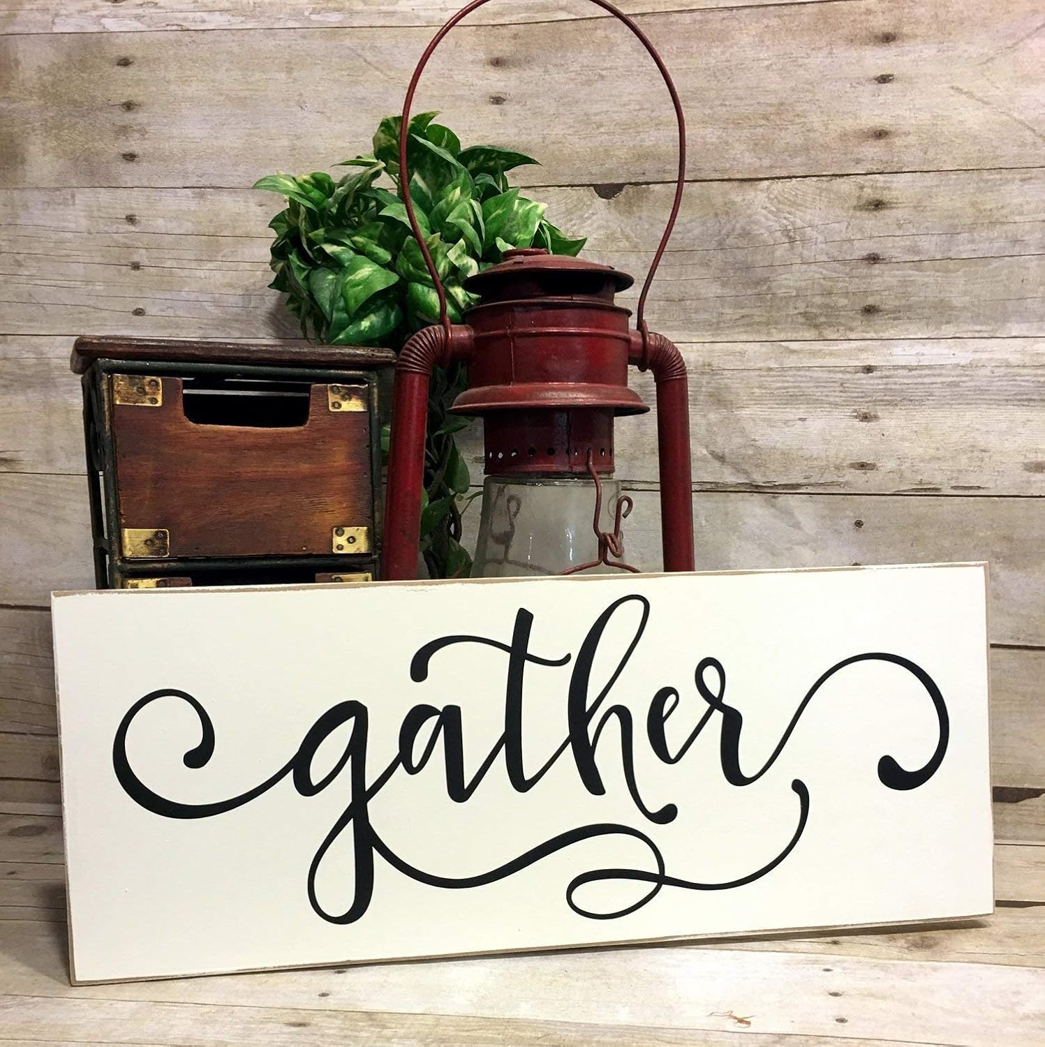 Amazon.com: Gather Wood Sign, Rustic Gather Signs For Home Decor, 8"x20 ...