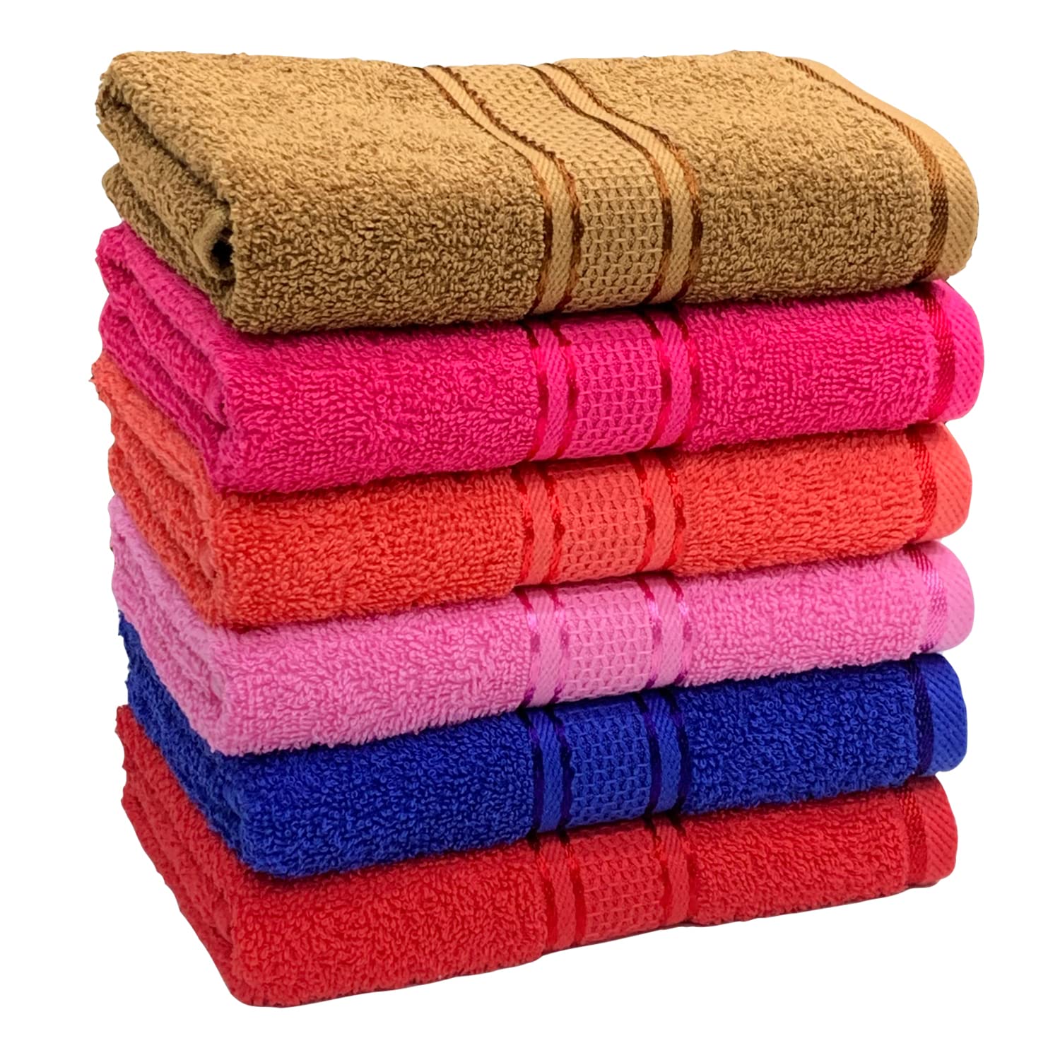 STAMIO Cotton 425 GSM Hand Towel Set of 6, 33 X 51 cm for Men, Women ...