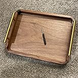 Amazon.com: VISIBLE Brand Solid Walnut Wooden Serving Tray with Brass ...
