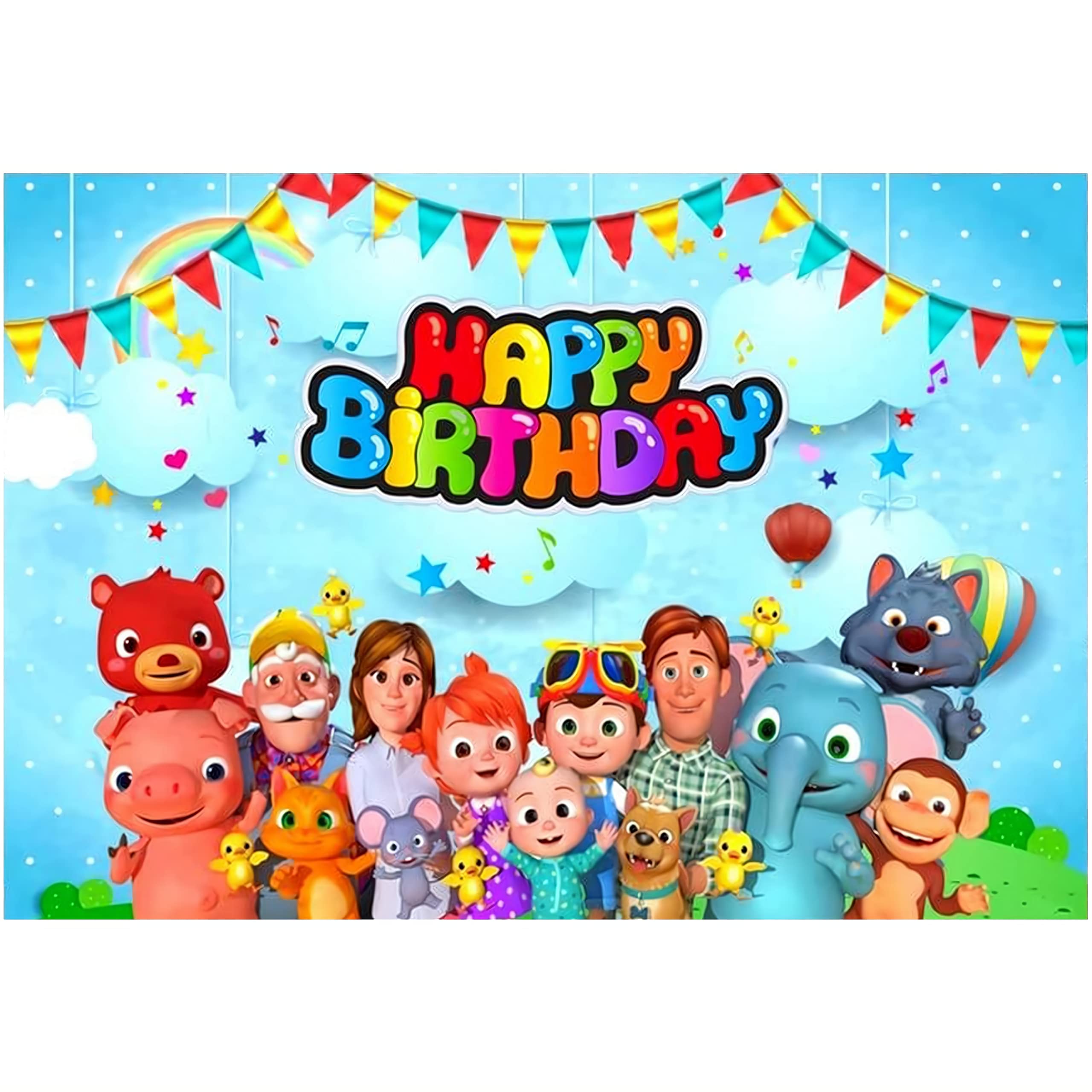Buy 5x3ft Happy Birthday Backdrop Banner Cartoon for Girl Boy Baby ...
