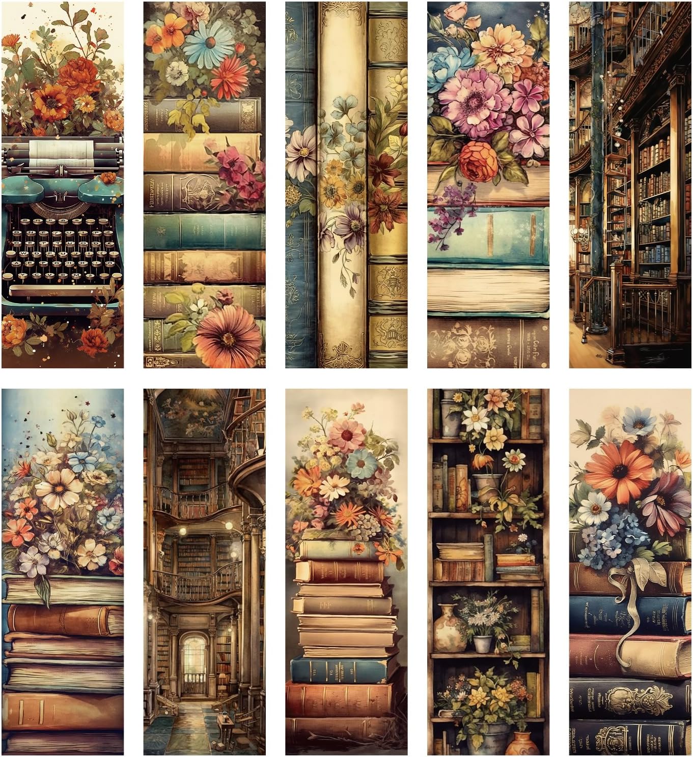 Amazon.com: 100 Pcs Vintage Book Bulk Bookmark, Retro Floral Books ...