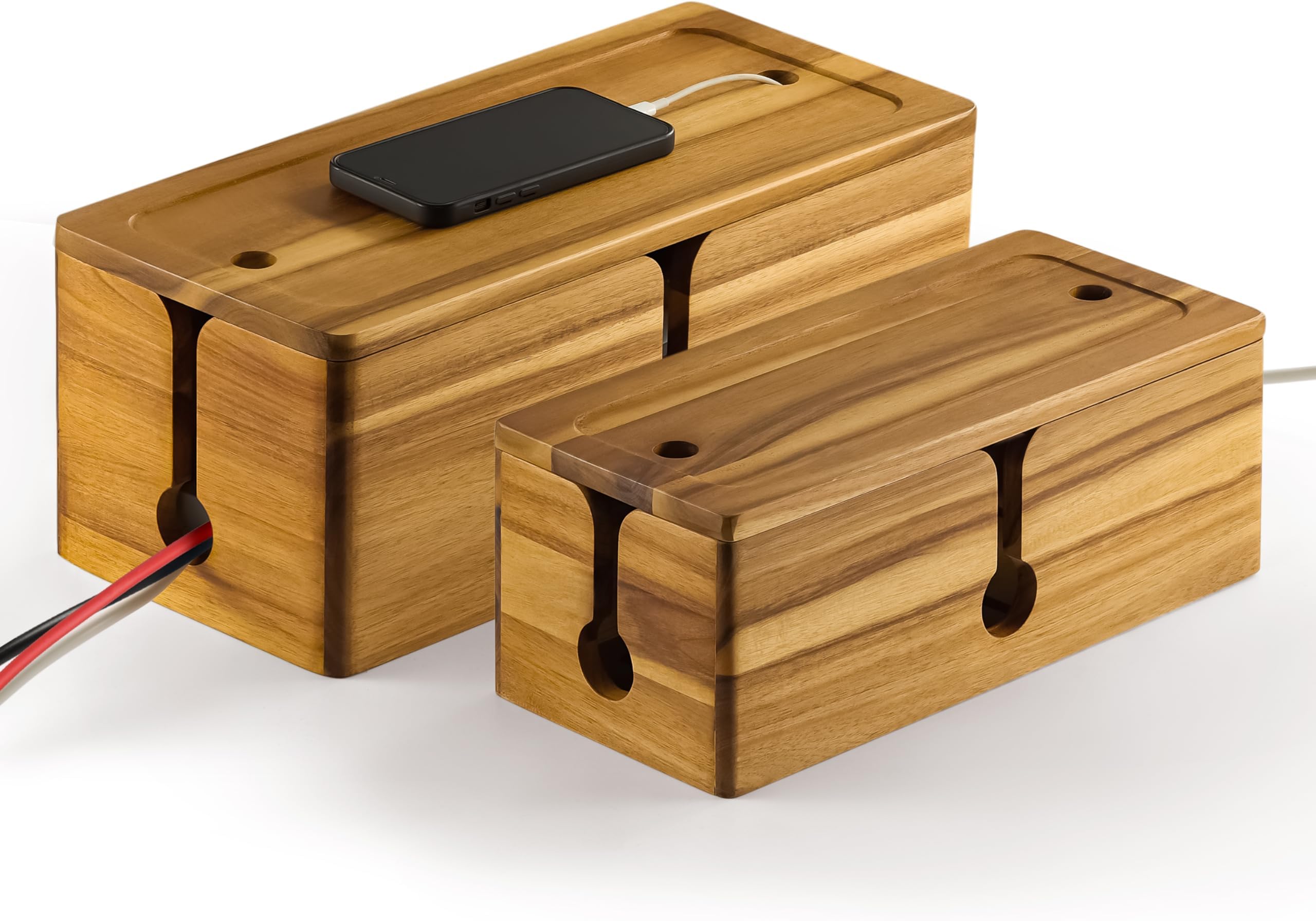 Amazon.com: BLUEWEST 2-Pack Cable Management Box, Acacia Large Cable ...