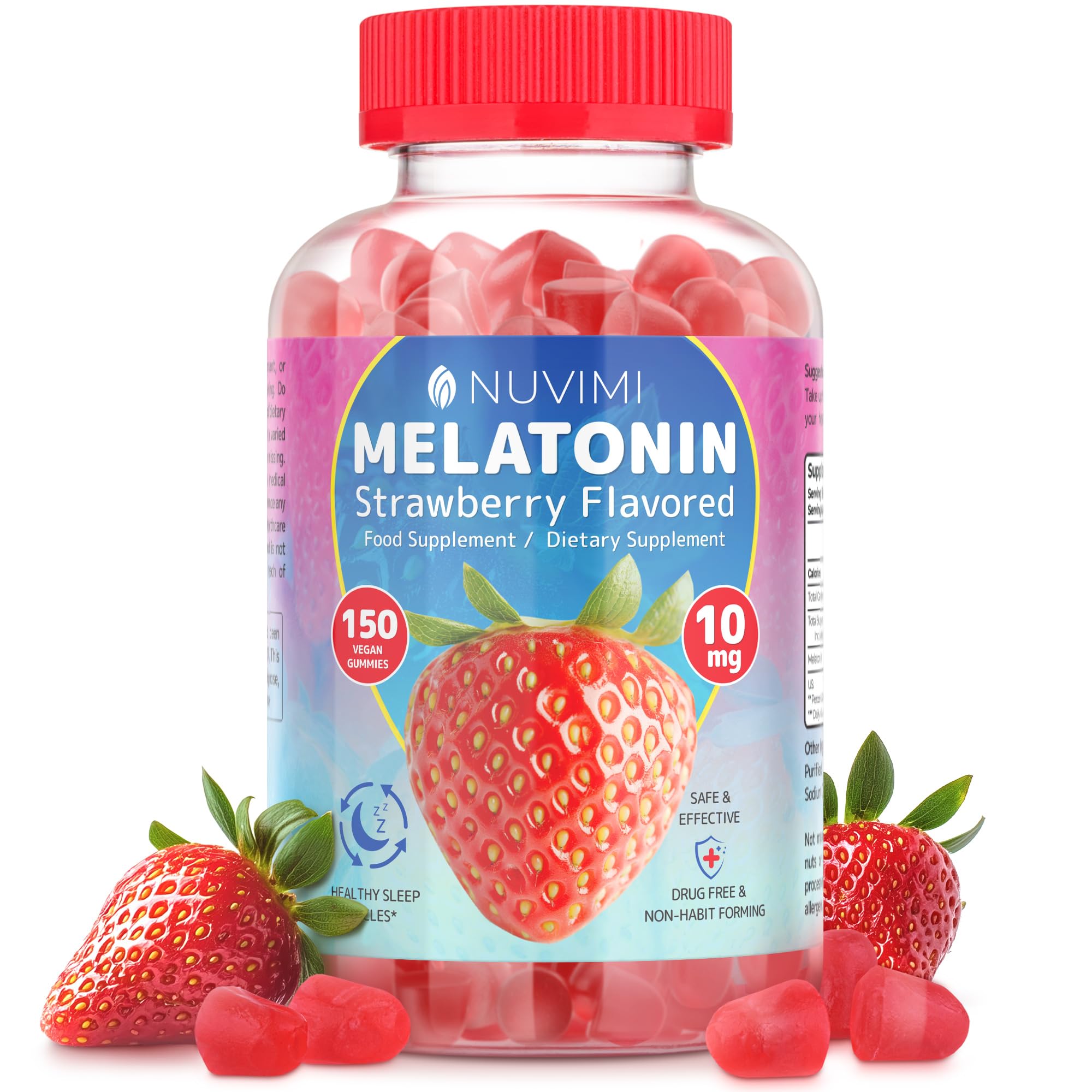 Amazon.com: NUVIMI Melatonin Gummies - 10 mg Strawberry Flavored ...