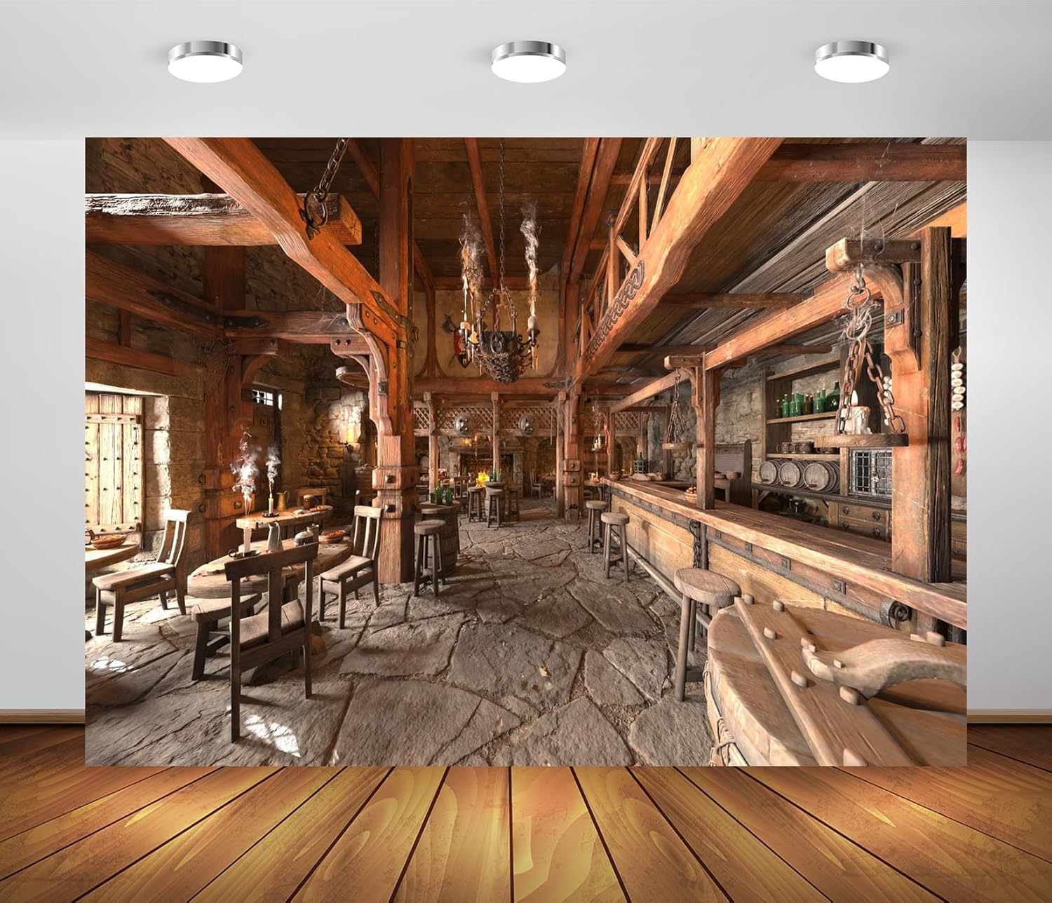 Amazon.com : BELECO 15x10ft Fabric Medieval Tavern Backdrop Vintage ...