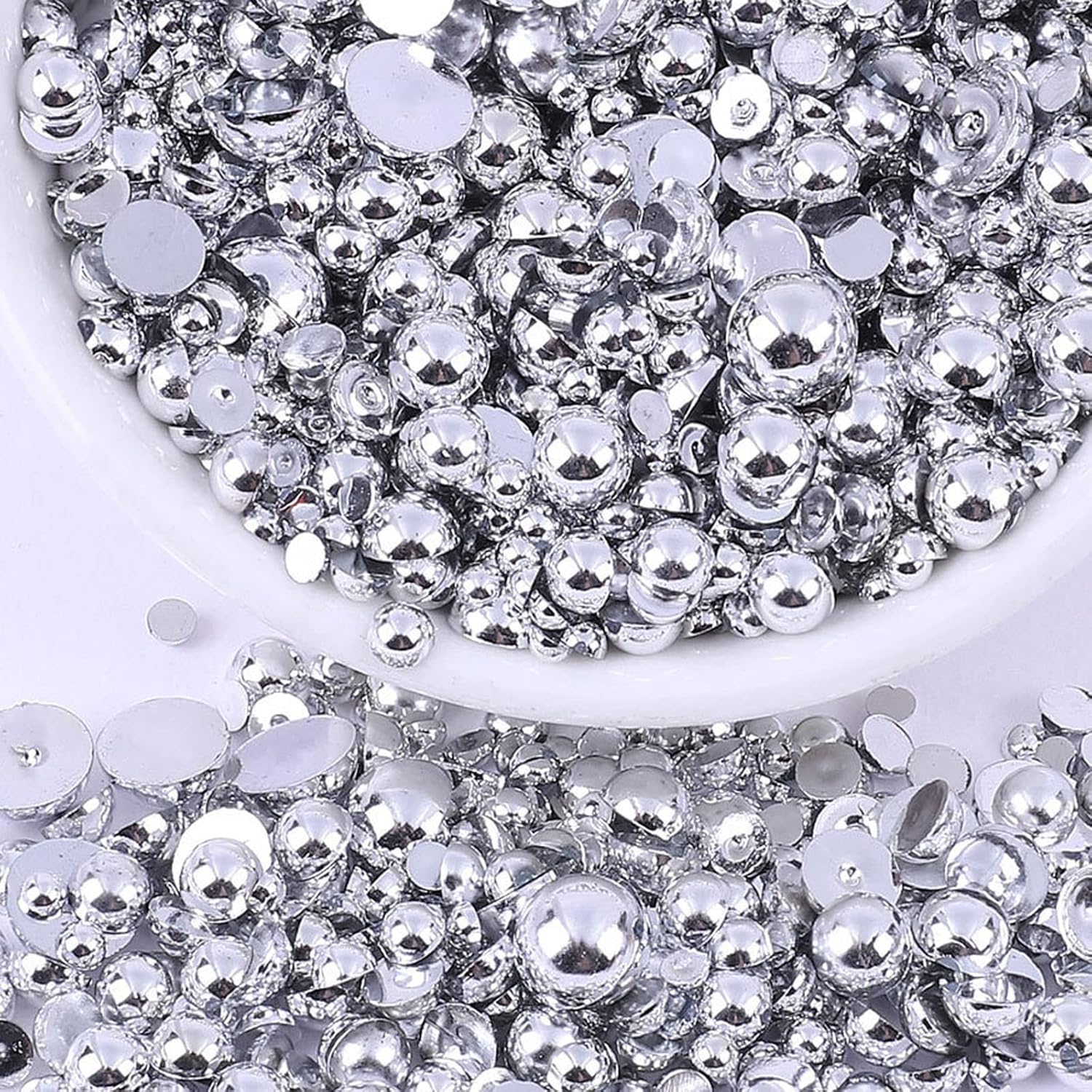 Amazon.com: Flatback Pearls for Crafts, 50g Plate Sliver Half Pearls ...