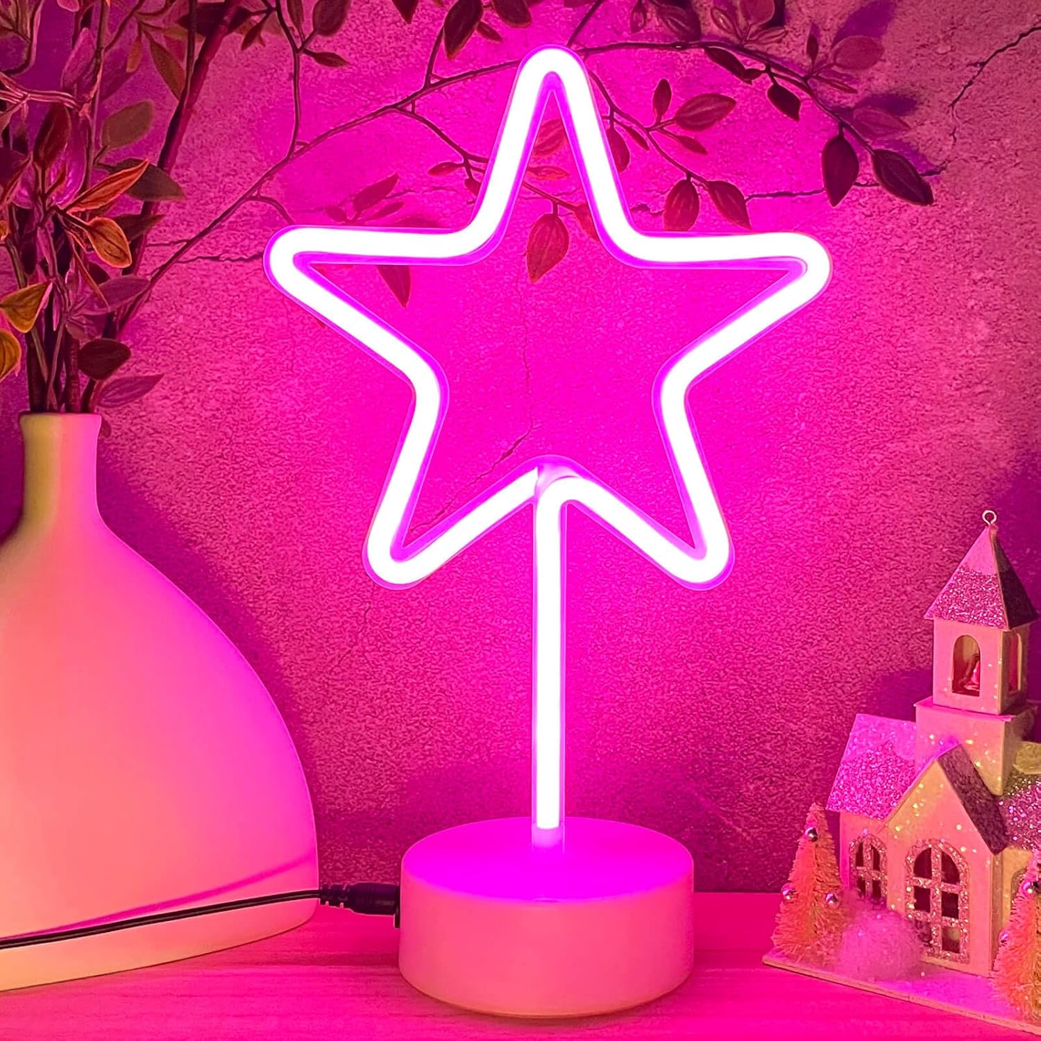 HOHOSIGN Star Neon Sign Neon LED Light, USB/Battery Operated Neon Sign ...