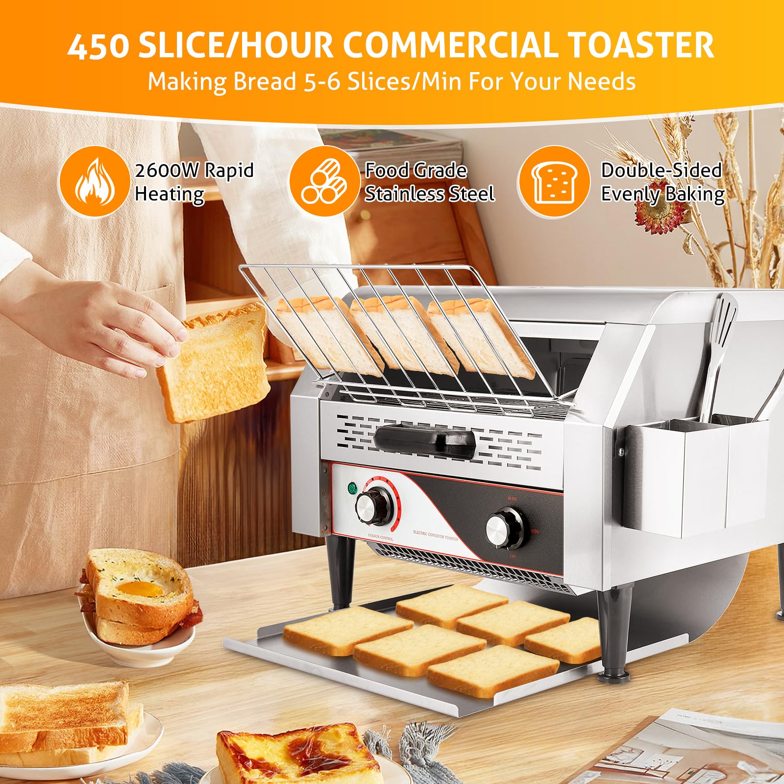 Snapklik.com : Commercial Toaster 450 Slices/Hour Electric Conveyor ...