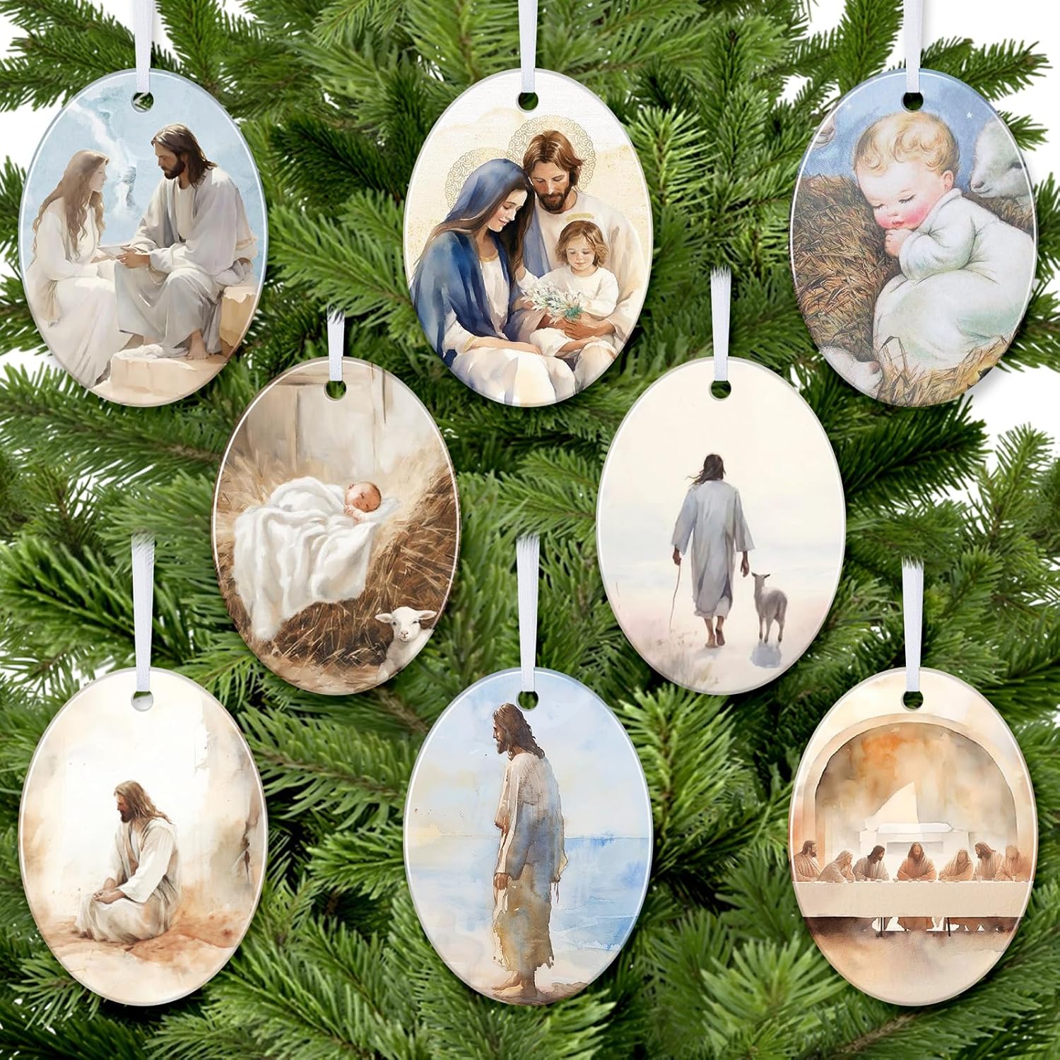 Amazon.com: Thyle 8 Pcs Nativity Scene Christmas Ornaments Jesus ...