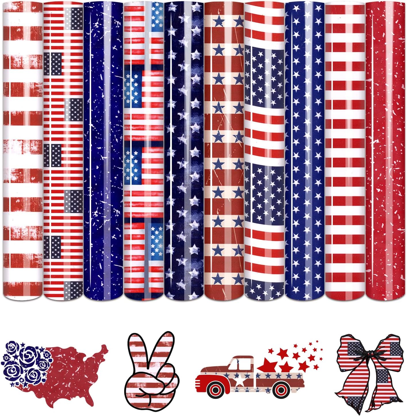 Amazon.com: Tintnut American Flag Heat Transfer Vinyl - 10 Sheets 10x12 ...