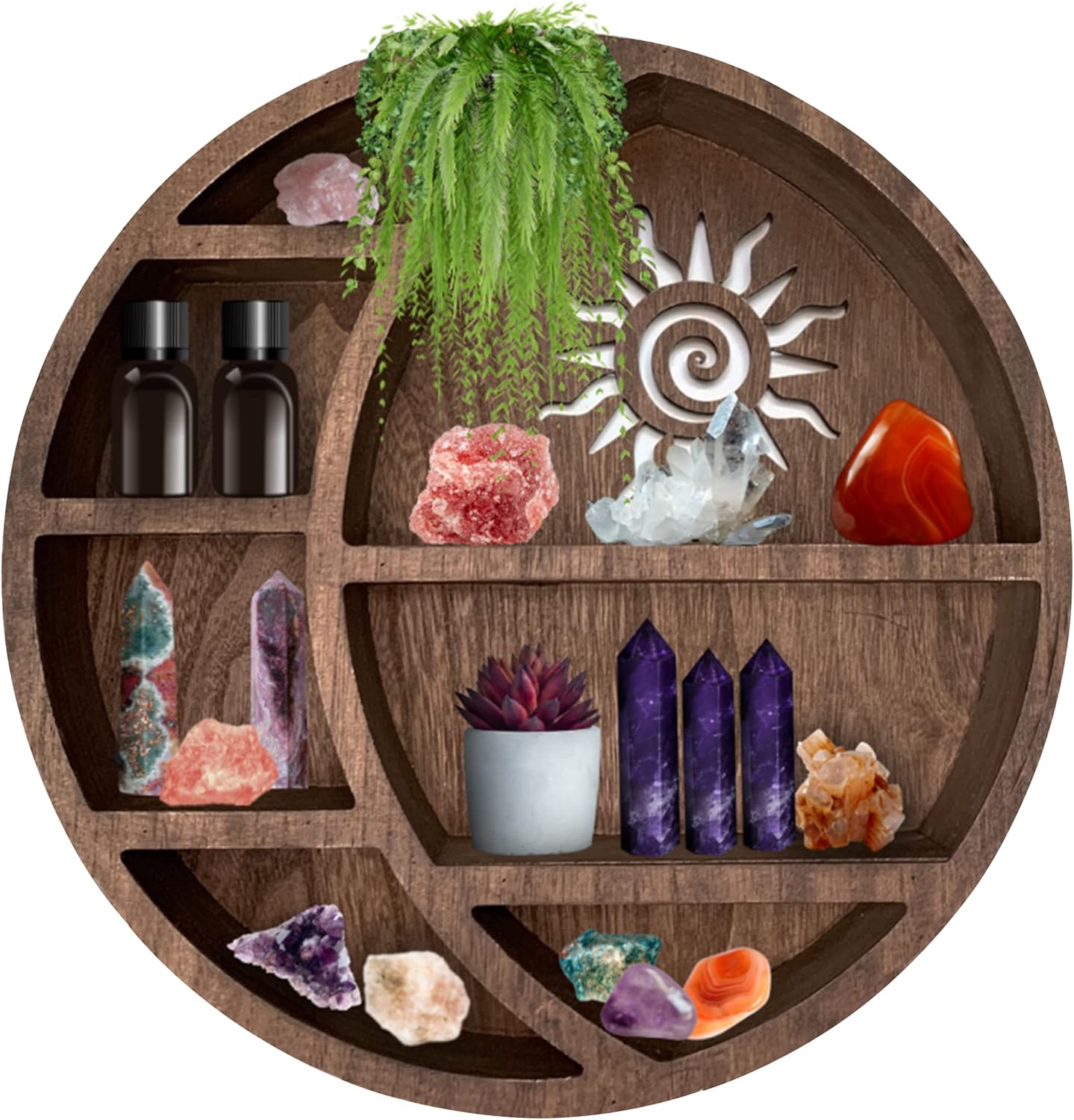 Amazon.com: Wooden Crescent Sun Moon Shelf Wall Decor - Decorative Boho ...